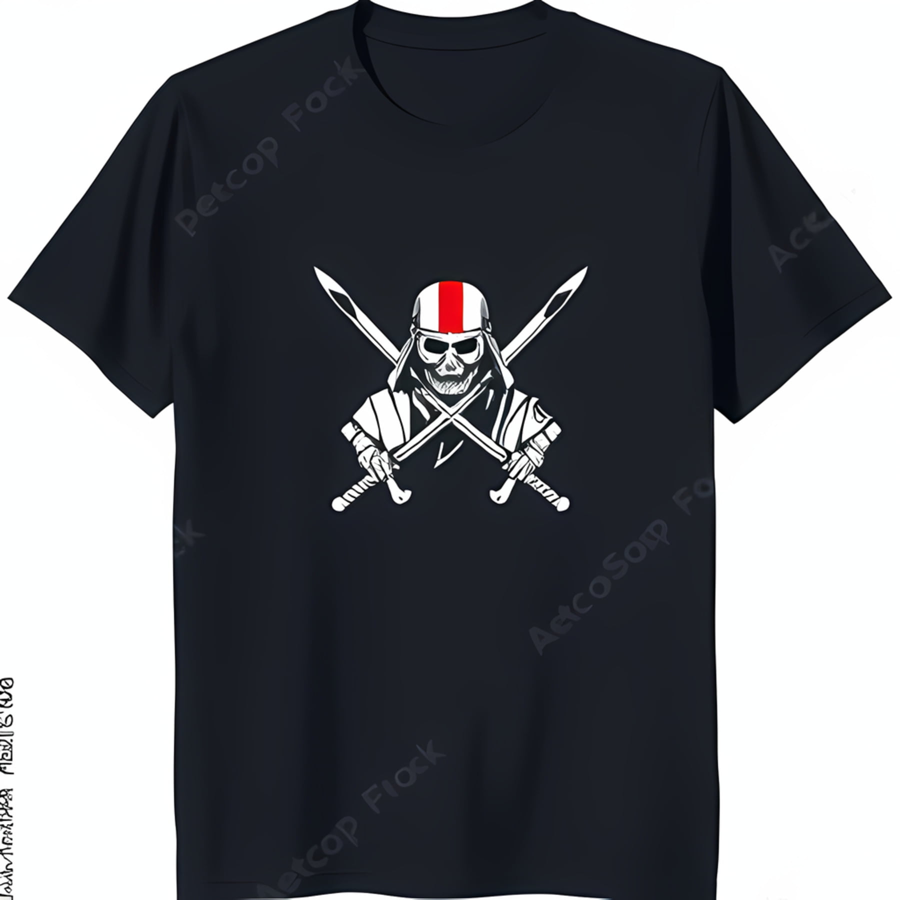 Animated T-Shirt with Red & White Striped and Crossed Black Tee ...