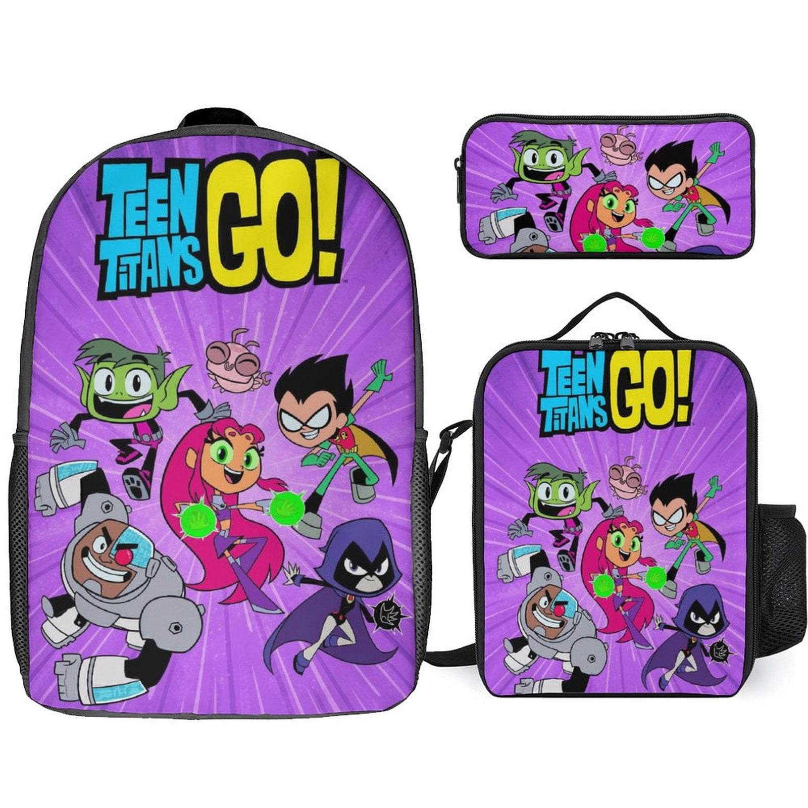Animated Teen Titans Go! Schoolbag With Lunch Bag Pencil Case Set ...