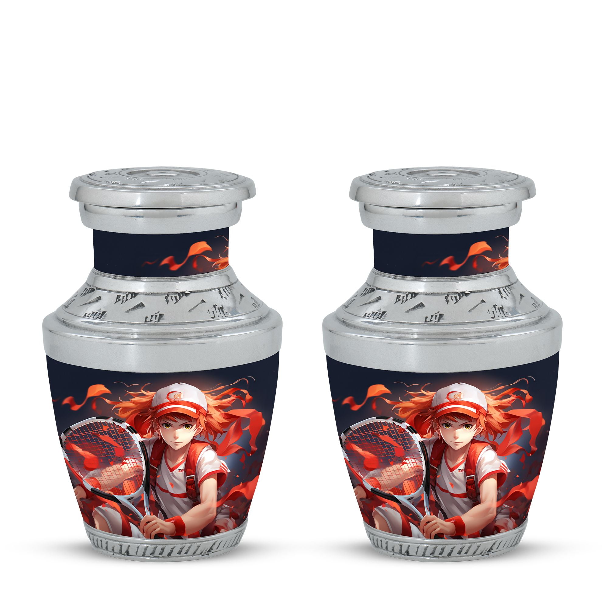 Animated Tennis Player in Dynamic Pose Small Keepsake Cremation Urn ...