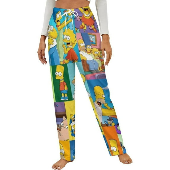 Animated The Simpsons Flannel Women's Pajama Pants Bottoms Sleepwear ...