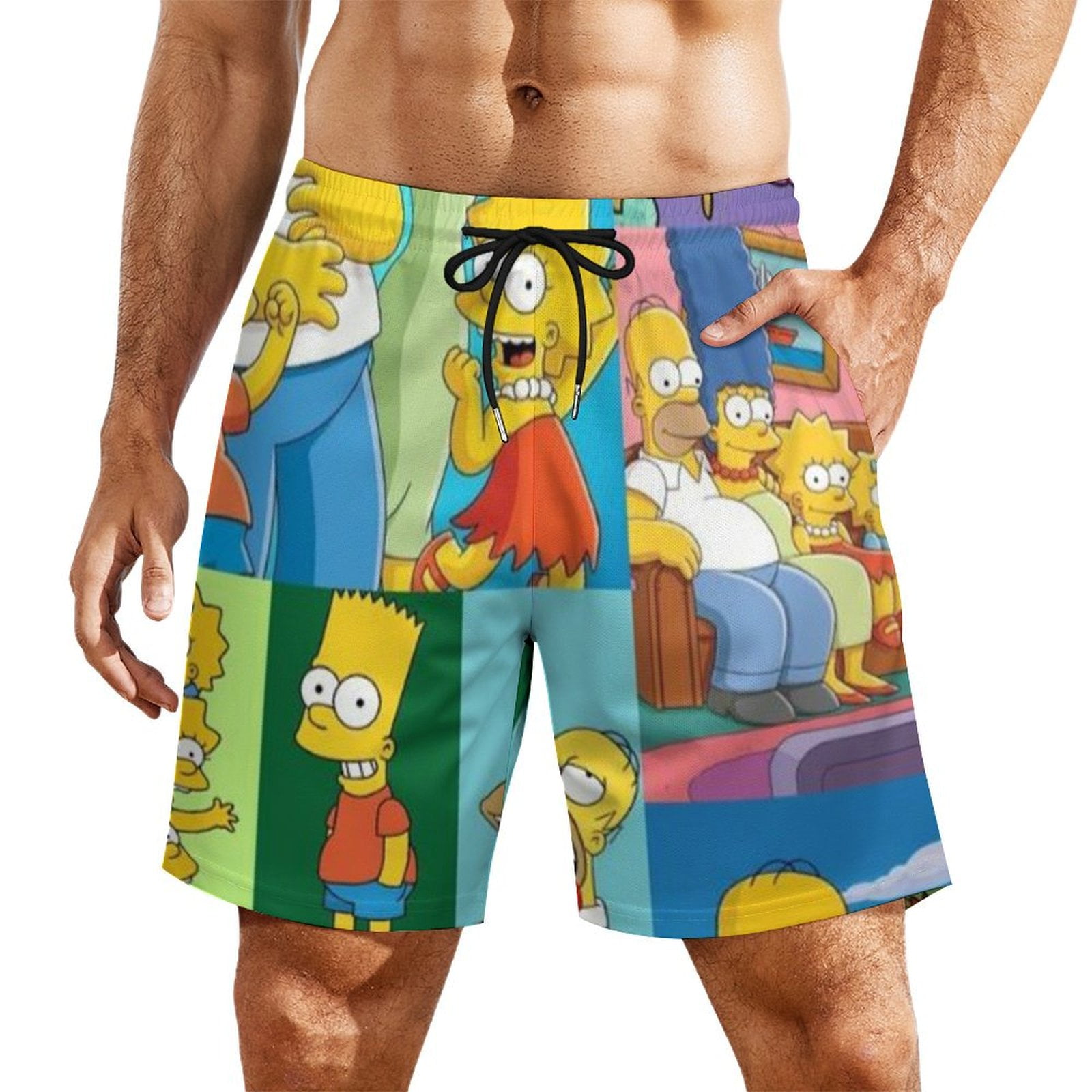 Animated The Simpsons Men's Board Shorts Swim Trunks Quick Dry Beach Short Summer Swim Shorts ...