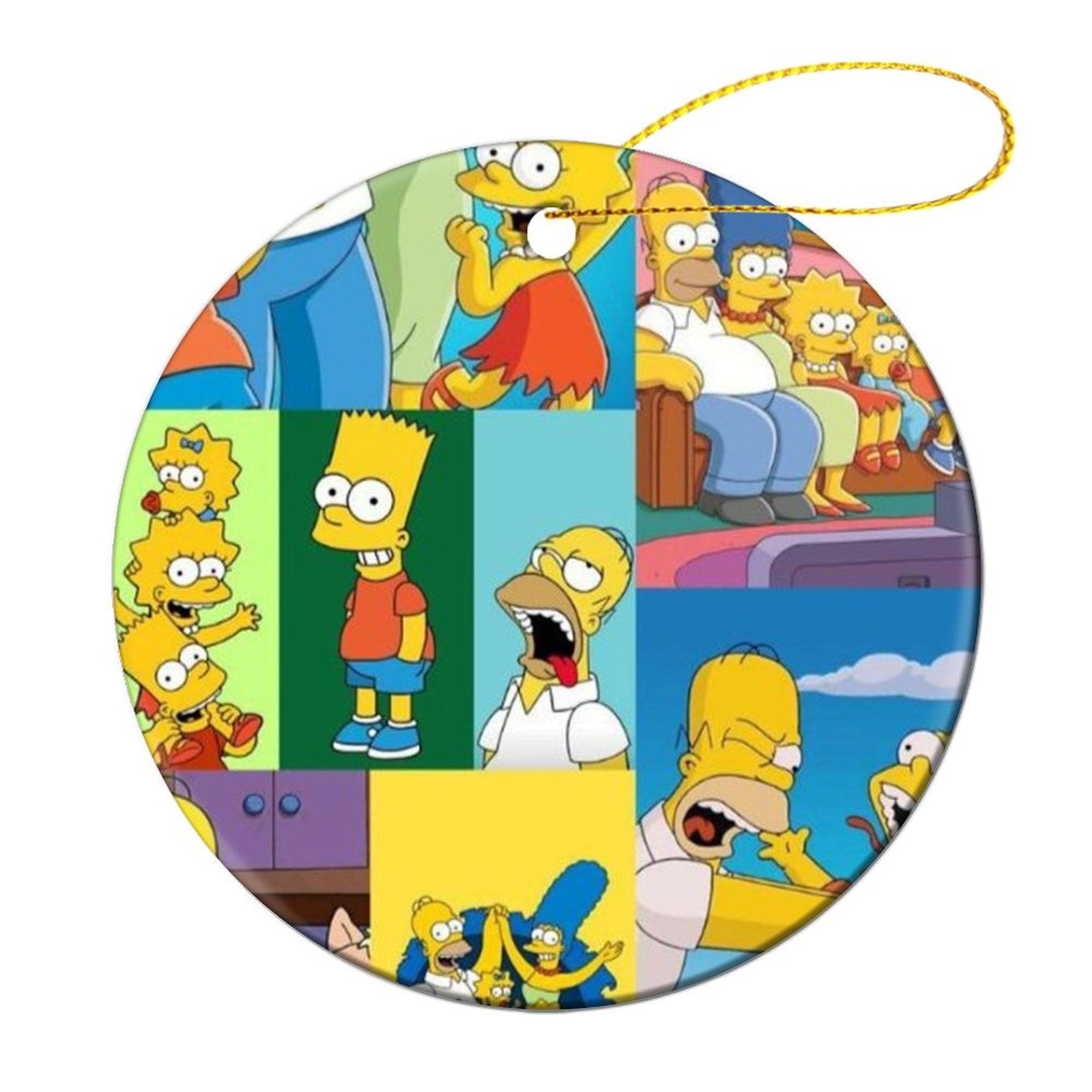 Animated The Simpsons Round Christmas Tree Hanging Decor Ceramic Xmas ...