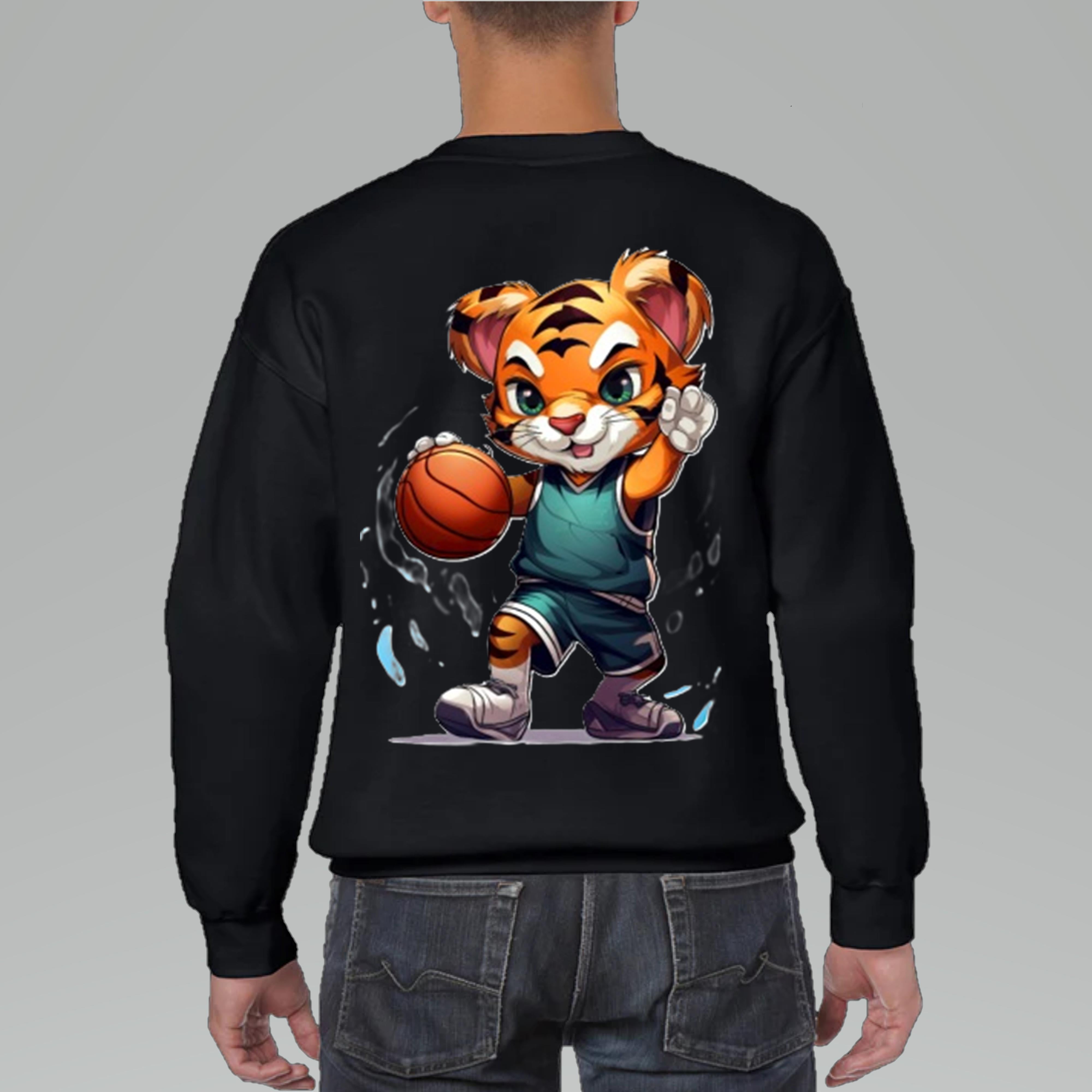 Animated Tiger Playing Ball SWEATSHIRT FOR MEN- Fun Design , Trending ...