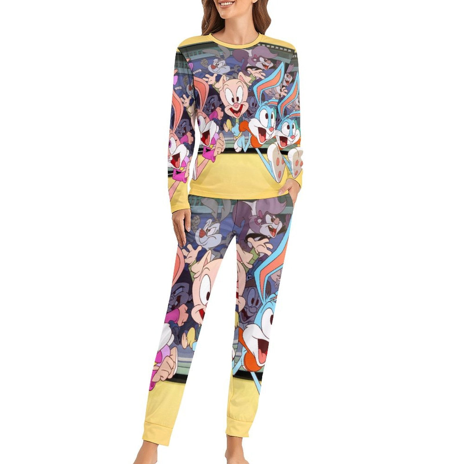 Animated Tiny Toons Looniversity Womens Pajama Set Loungewear Cozy Soft ...