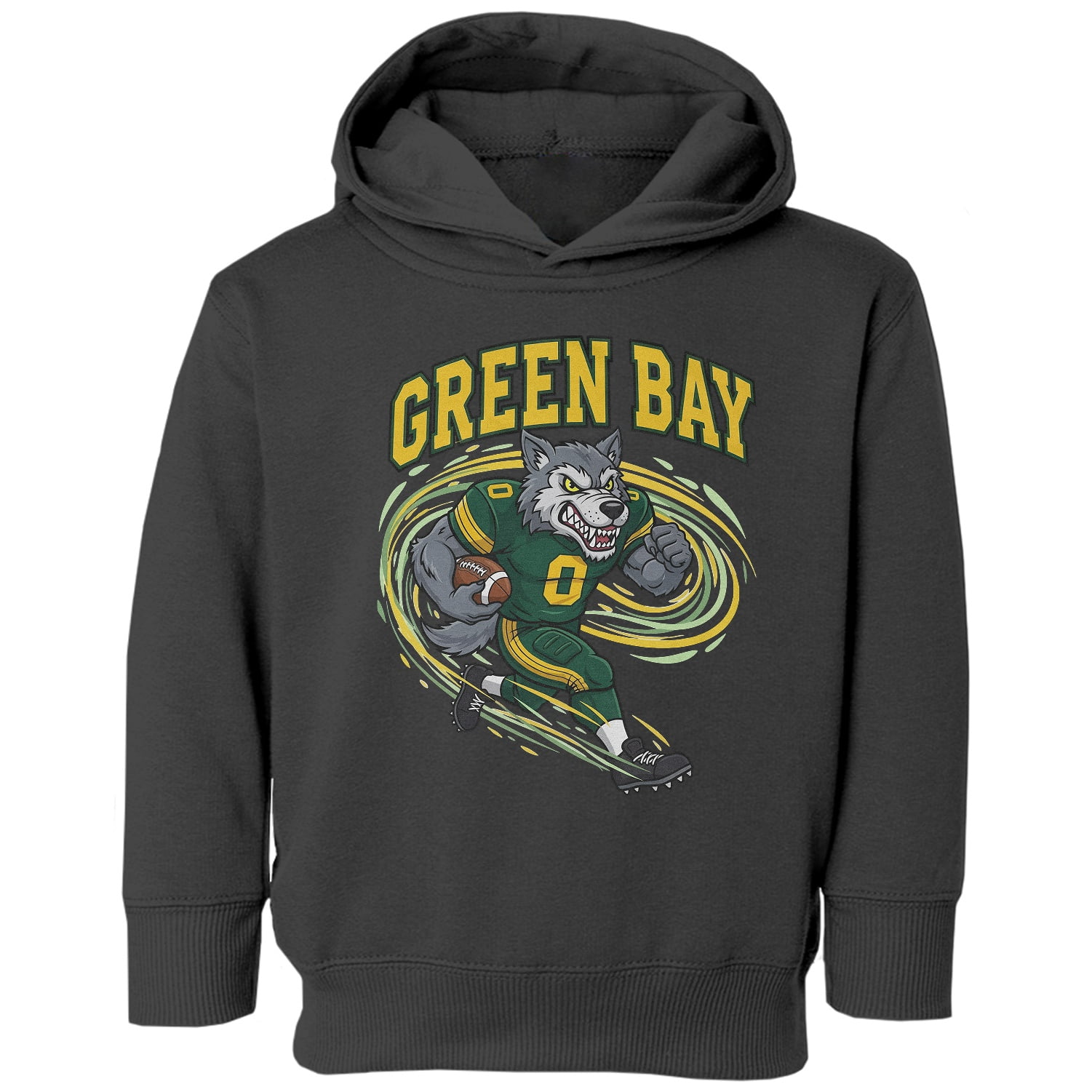 Animated Wolf Inspired Green Bay - Sports Fans Gift Toddler Hooded ...