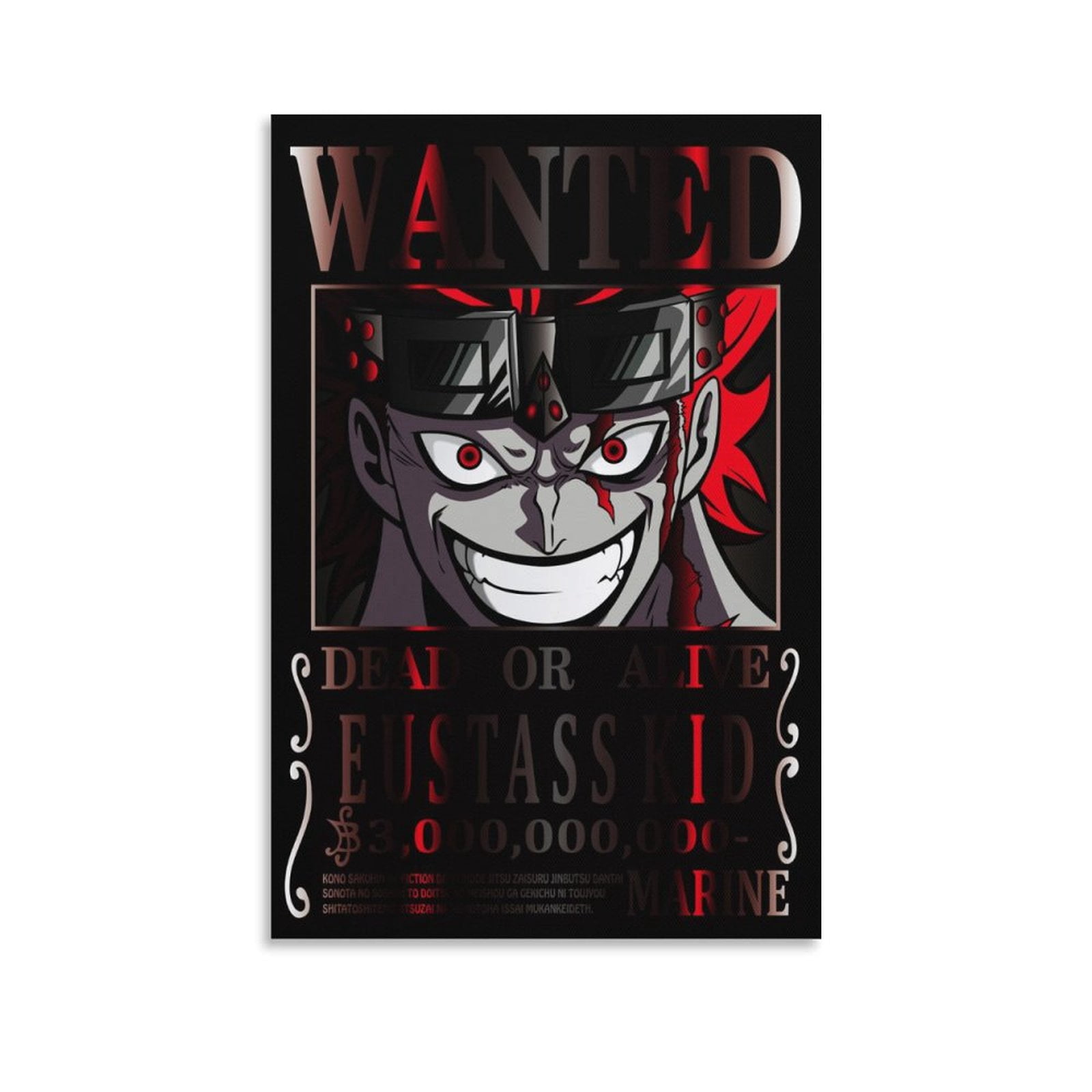 Animation Anime Wanted Poster Eustass Kid Picture Print Wall Art Poster ...