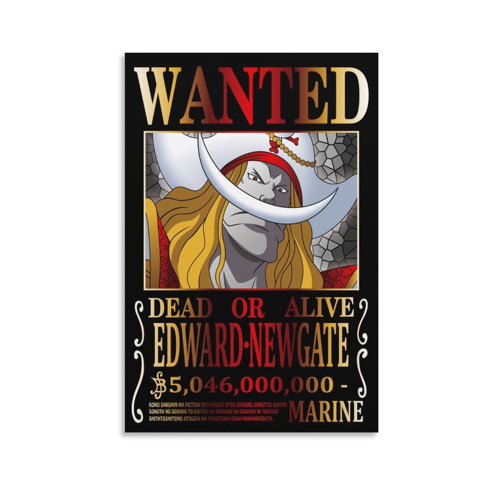 Animation Anime Wanted Poster Shirohige 1 Canvas Poster Wall Art ...