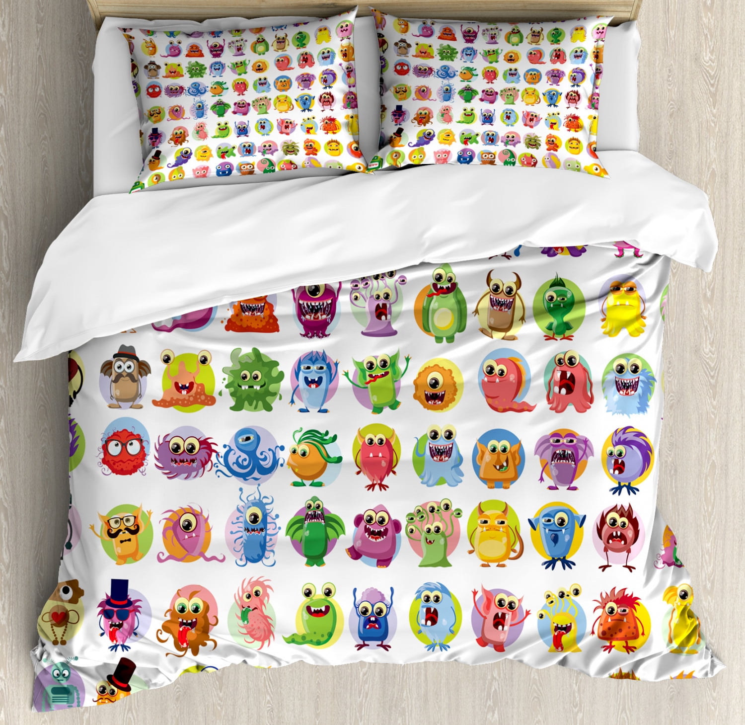 Animation Duvet Cover Set King Size, Cute Little Graphic Baby Mosters ...
