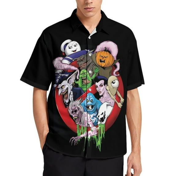 Animation Ghostbusters Men's Button-Down Shirts Daily Casual Beach ...