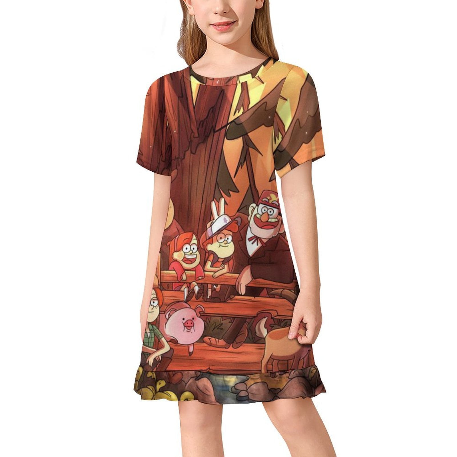 Animation Gravity Falls Children's Short Sleeved Dress 3D Printed ...