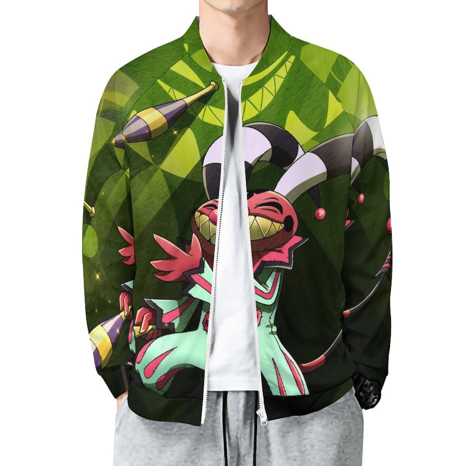 Animation Helluva Boss Men's Jacket Windbreaker Coat Round Neck Zipper ...