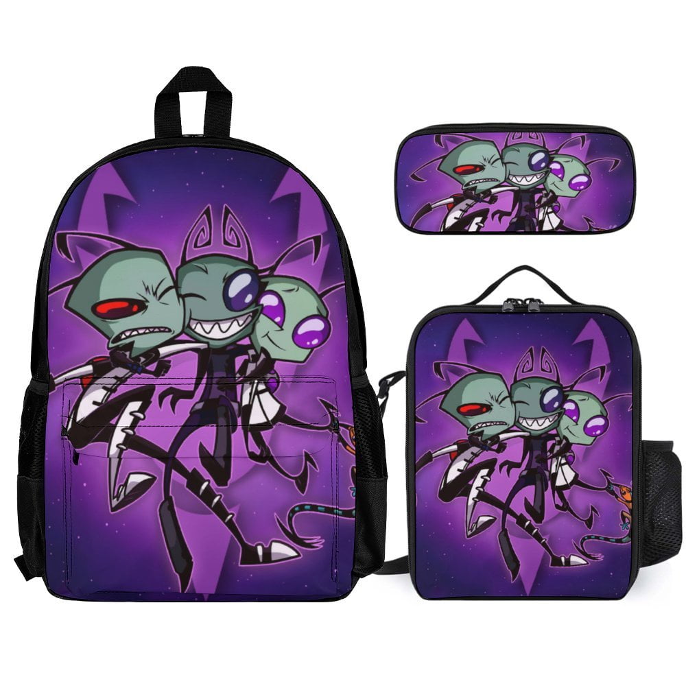 Animation Invader Zim Backpack With Lunch Bag Pencil Case Pen Bag ...