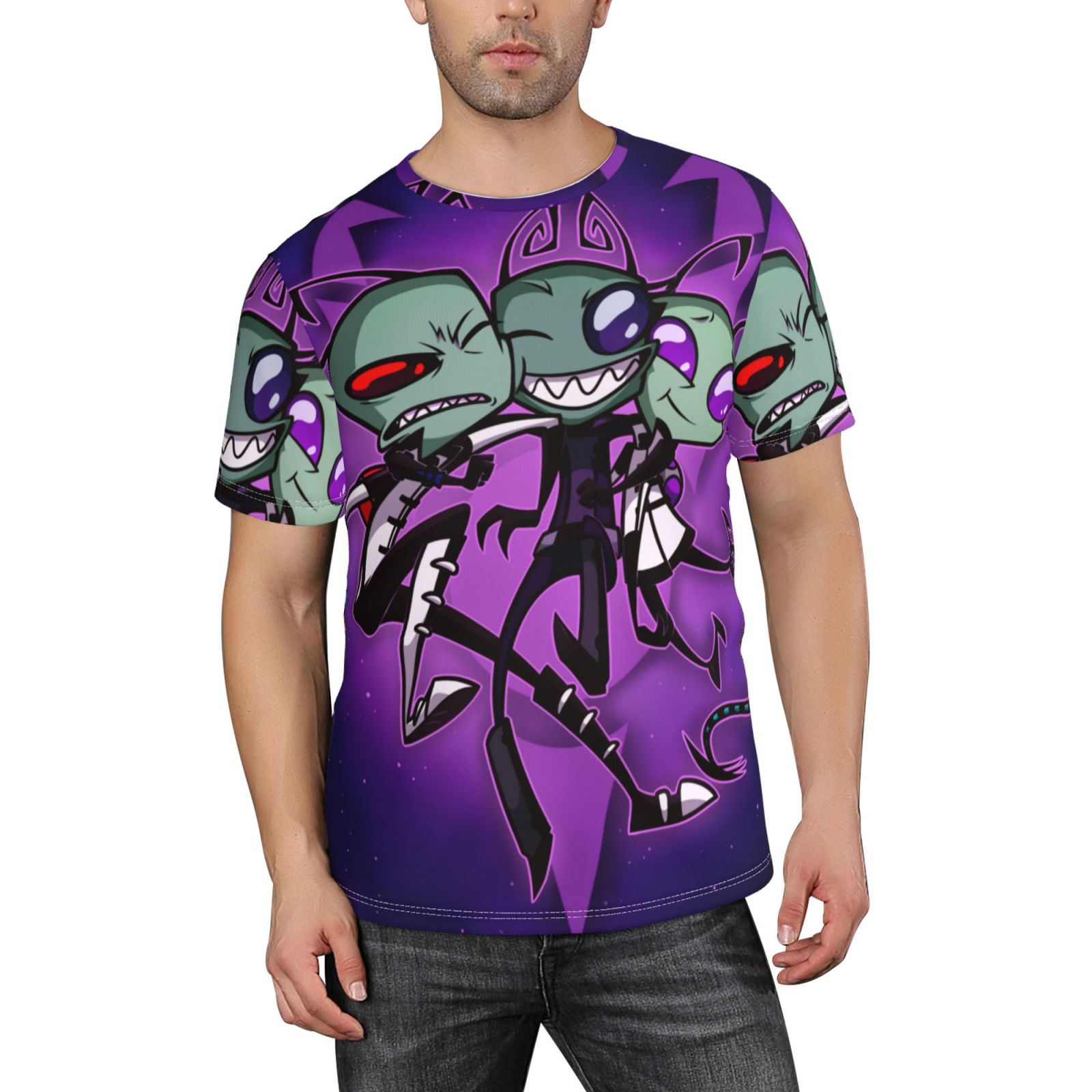 Animation Invader Zim T-Shirt for Men Novelty 3D Pritneted Casual Short ...