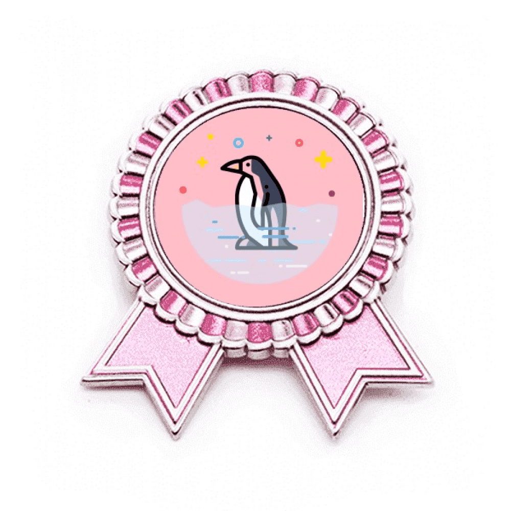Animation Penguin Lovely Sign Badge Brooch Pin Pink Winner Award Medal ...