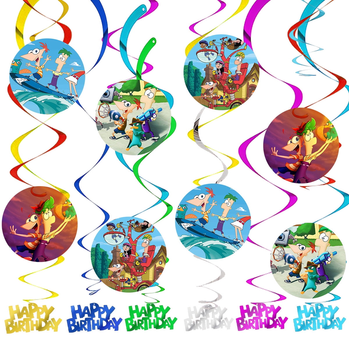 Animation Phineas Platypus Ferb Party Decorations Hanging Swirl Sign ...