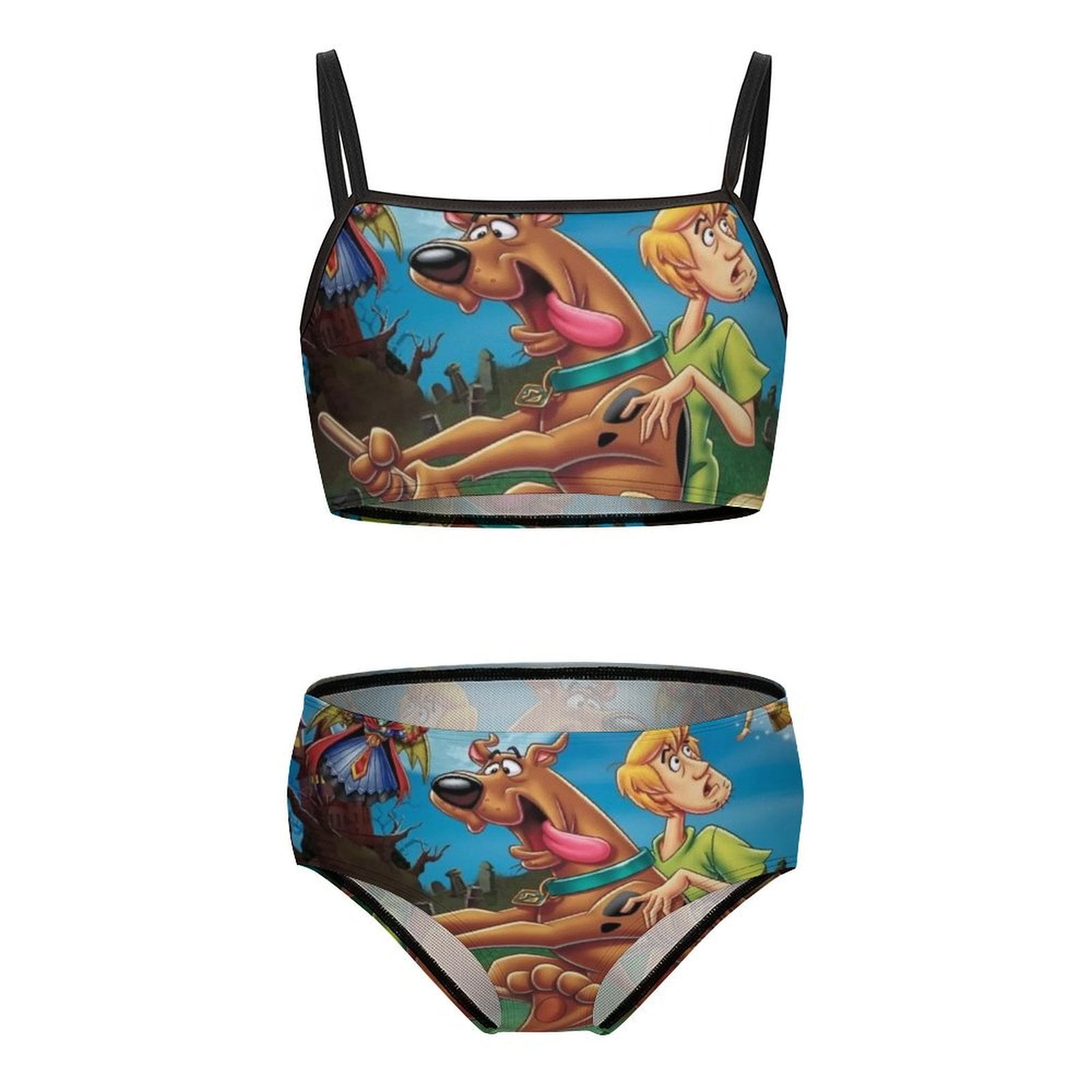 Animation Scooby Doo Children's Swimsuit Girls Swimwear 2 Piece Bikini Sets Tankini Summer Beach ...