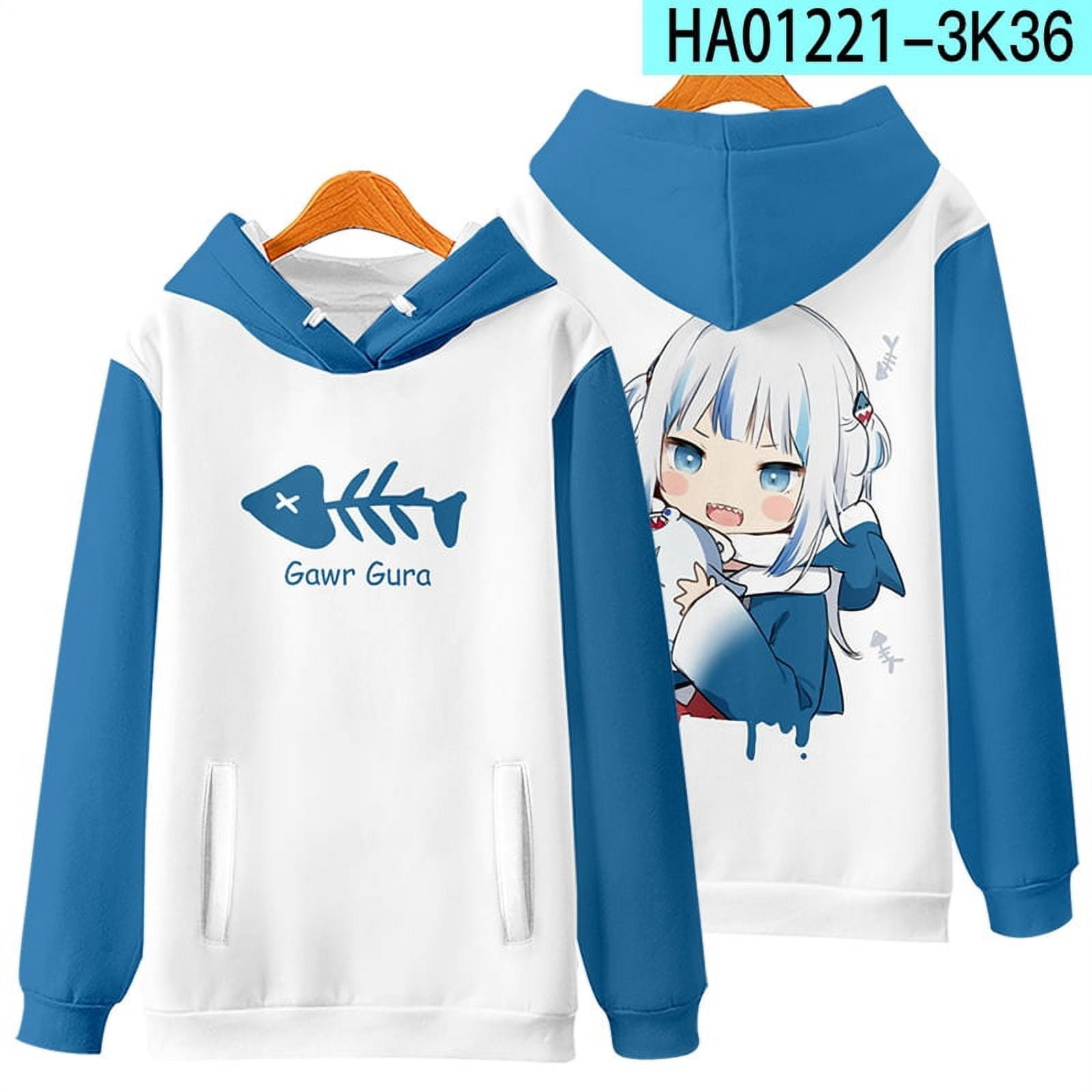 Animation Shark Lady Gawr Gura hooded sweater - Walmart.com