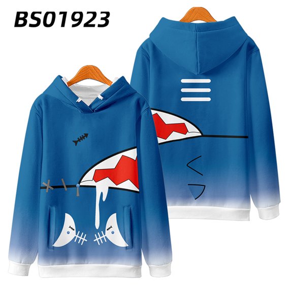 Animation Shark Lady Gawr Gura hooded sweater - Walmart.com