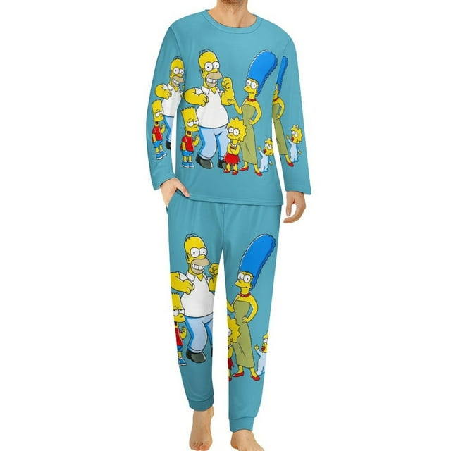 Animation The Simpsons Men's Pajama Set Long Sleeve Crew Neck T Shirt ...