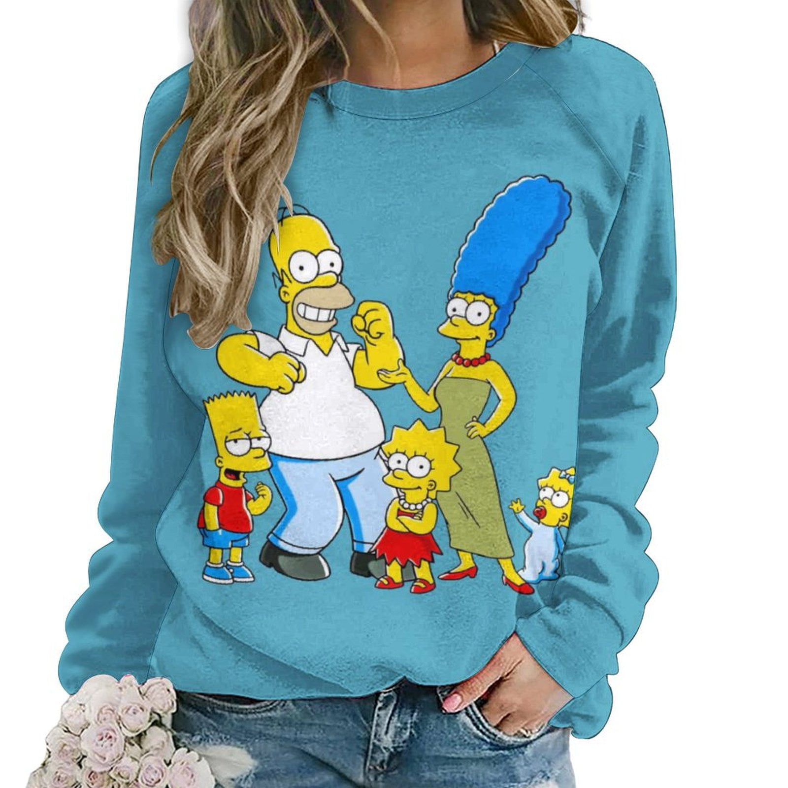 Animation The Simpsons Womens Sweatshirts Fashion Raglan Round Neck ...