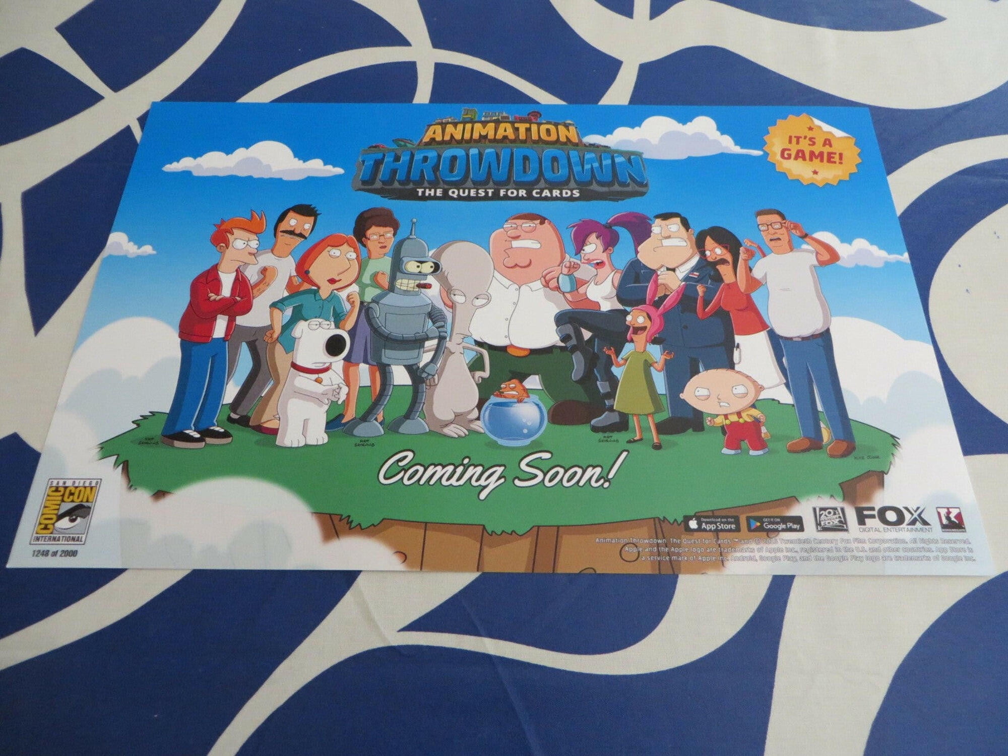 Animation Throwdown Quest for Cards 2016 Comic-Con 11x17 poster Bob's Burgers Family Guy ...