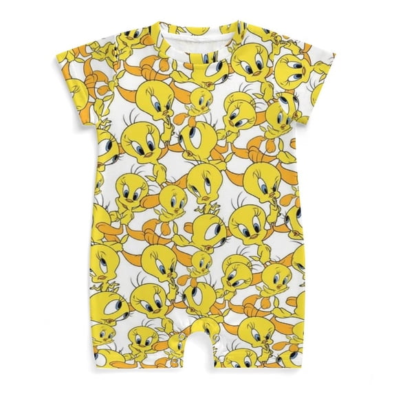Animation Tweety Baby One-Piece Rompers Summer Short Sleeve Outfit ...