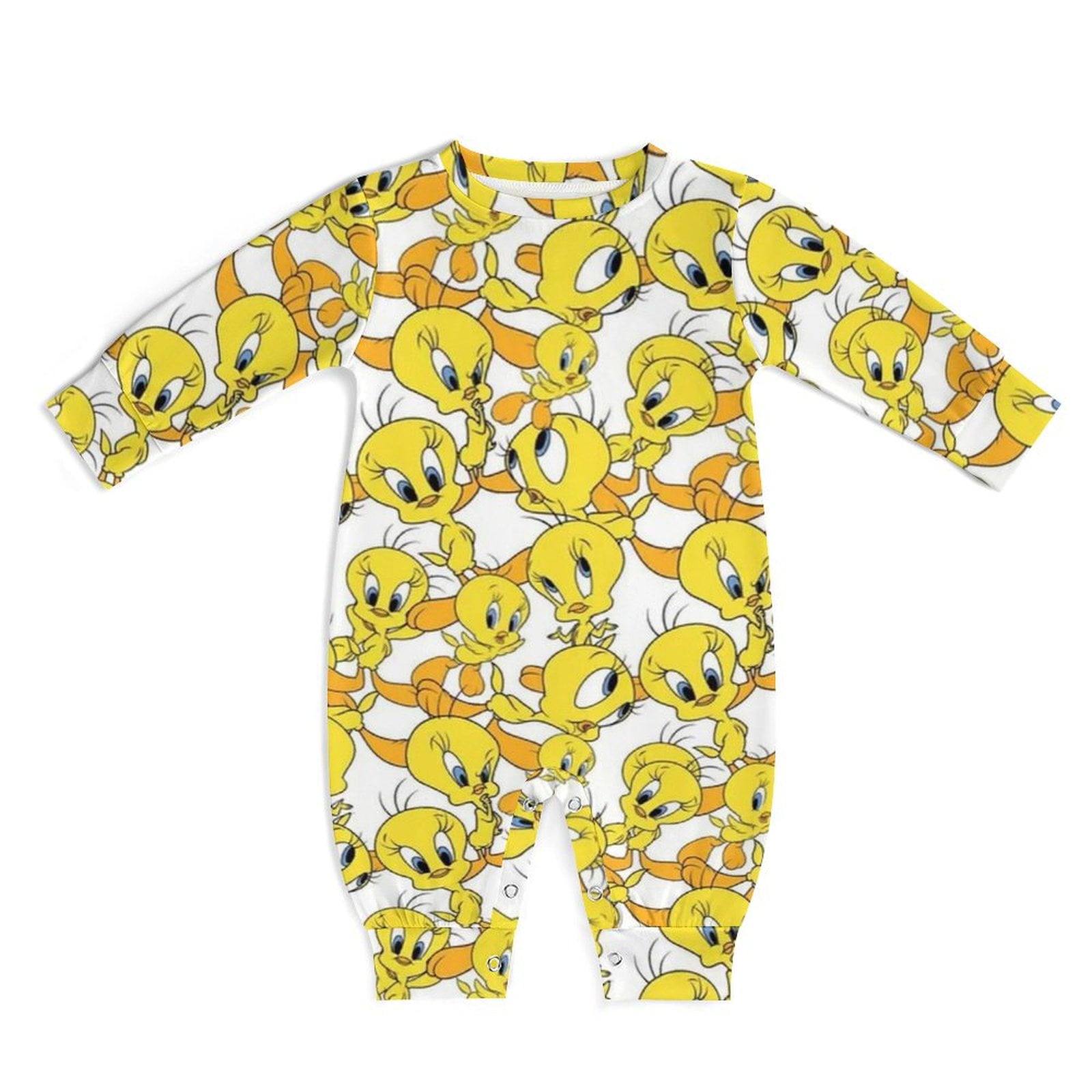 Animation Tweety Baby Rompers One-Piece Long Sleeve Jumpsuit Bodysuits ...