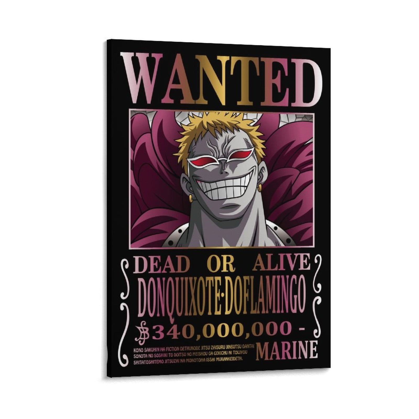 Animation Wanted Poster Doflamingo Canvas Wall Art Poster Decorative ...