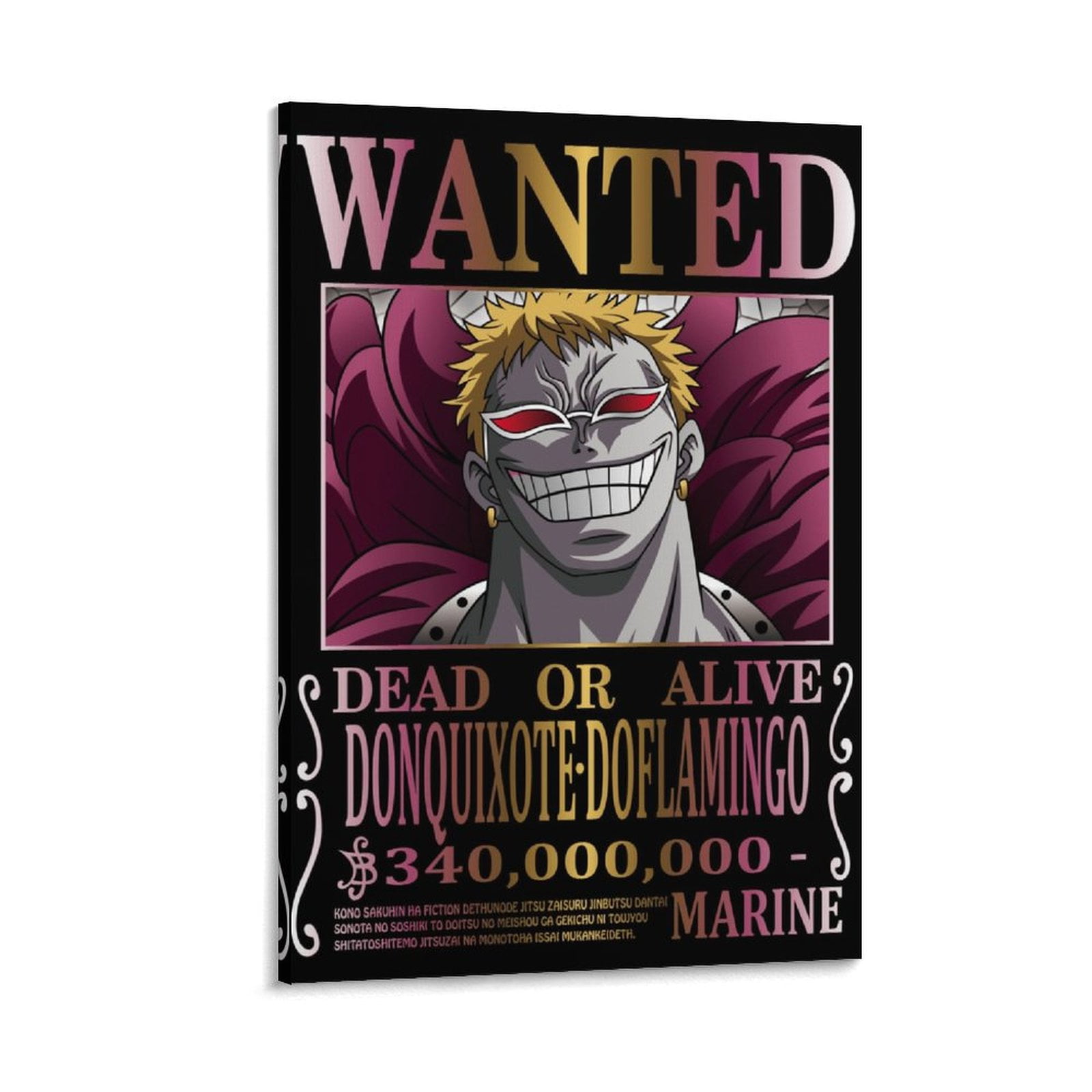 Animation Wanted Poster Doflamingo Posters Wall Art Painting Canvas ...