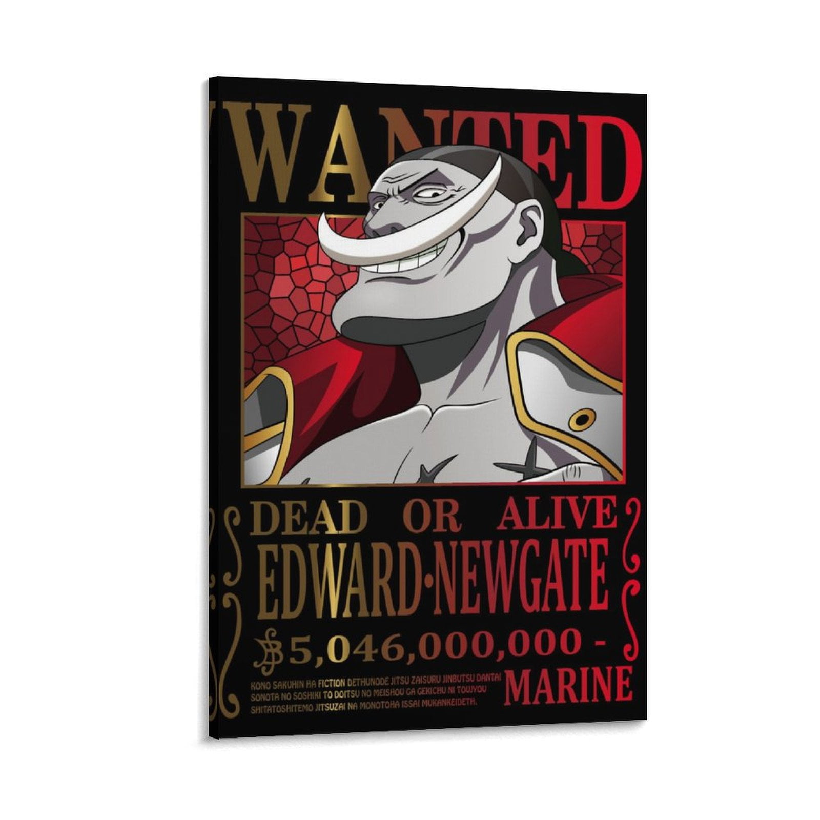 Animation Wanted Poster Shirohige Canvas Wall Art Poster Decorative ...