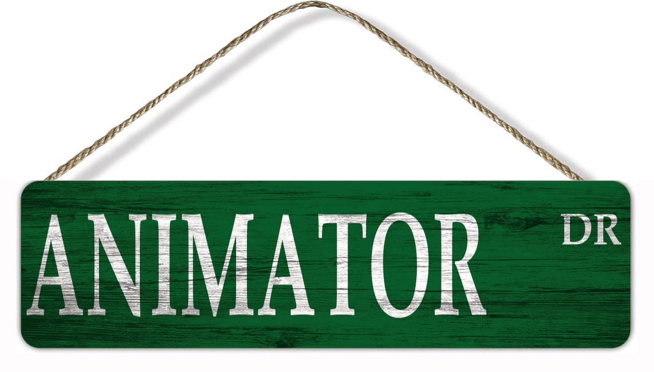 Animator Street Signs Wooden Hanging Sign Plaque With Rope Wall Decor ...