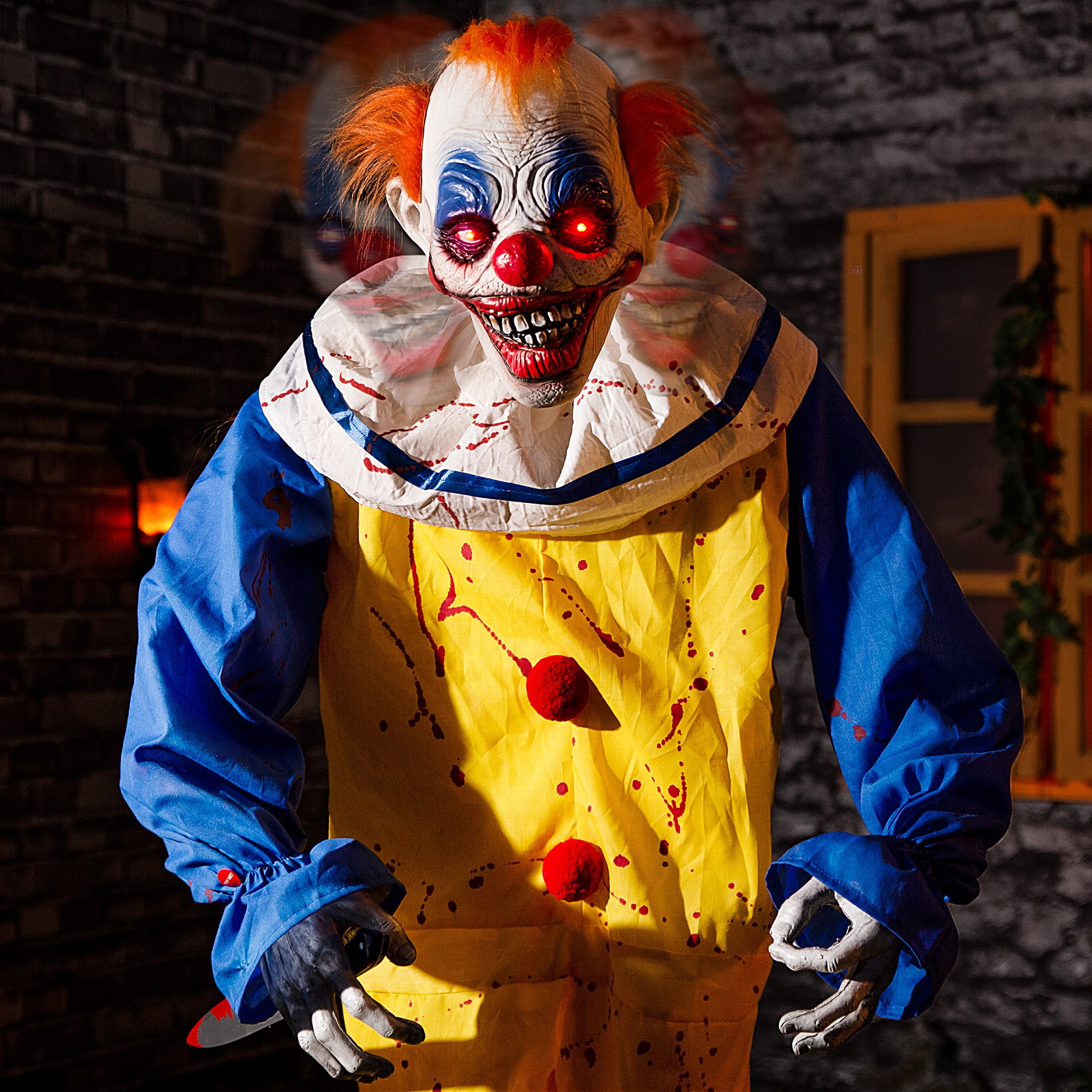 Animatronic 6 Ft Standing Clown Halloween Animated 72 Inch Decorations ...