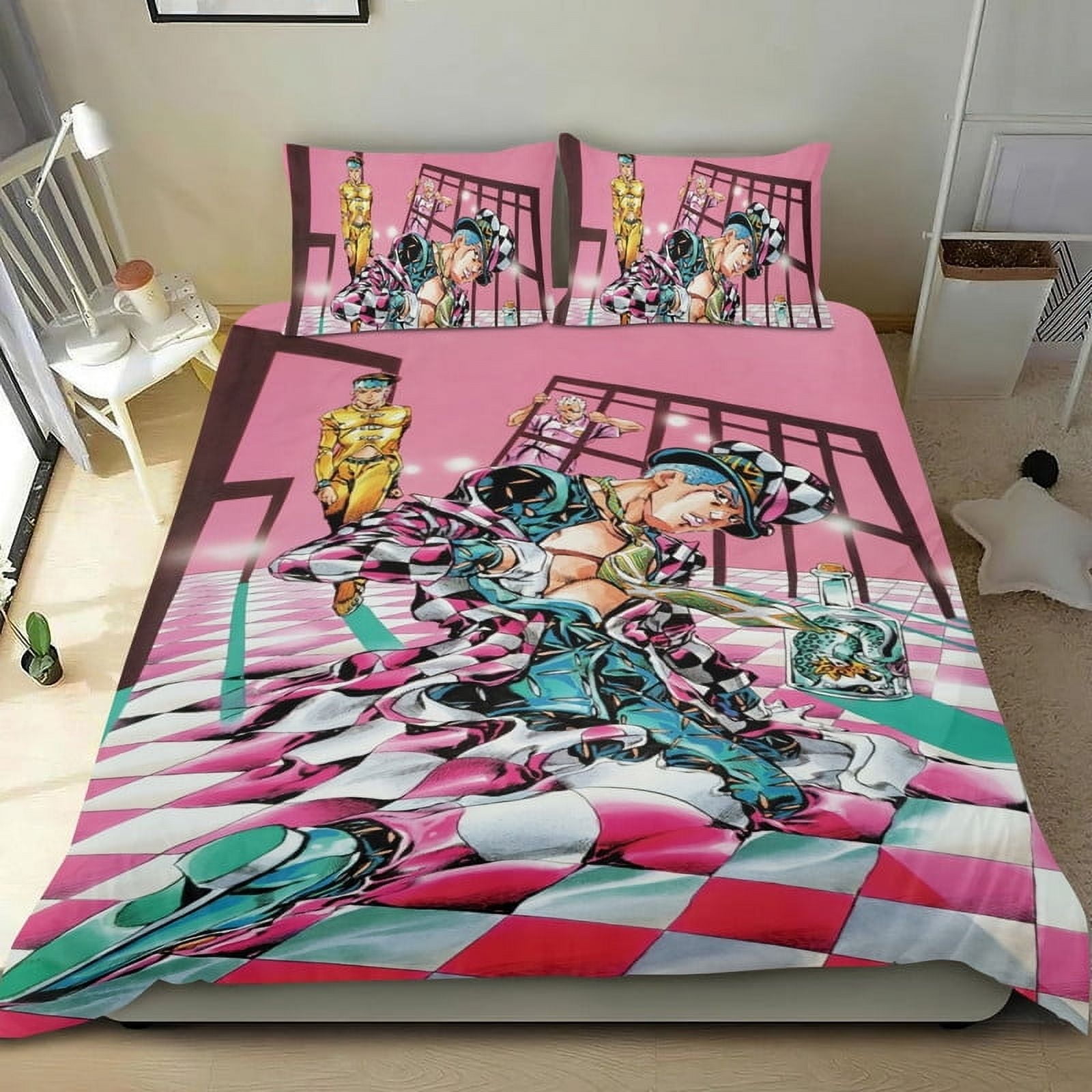Anime 3 Piece Bedding Set JoJo's Bizarre Adventure Comforter Set Cute ...