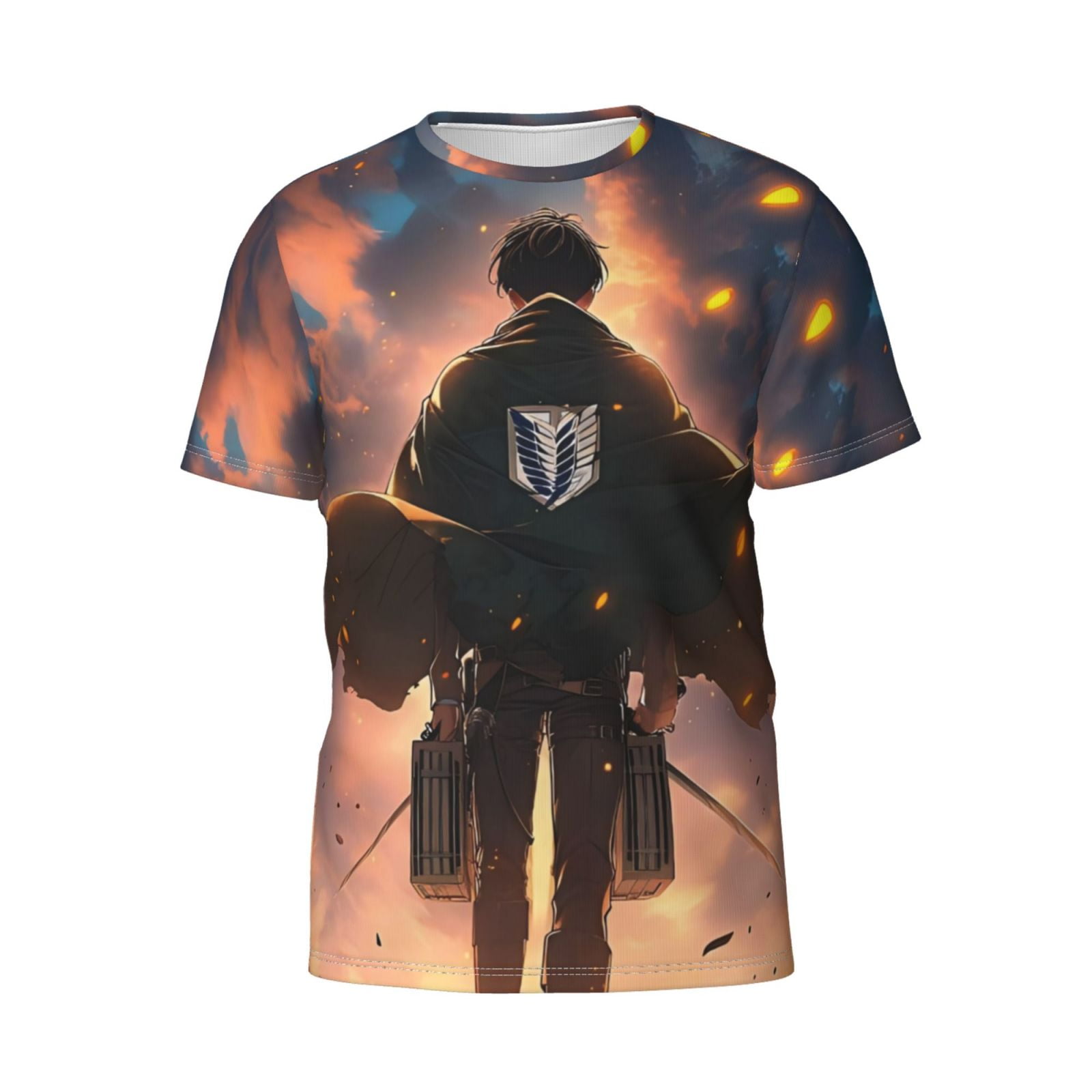 Anime 3d Graphic Mens Womens Short Sleeve Crew T-Shirt Attack on Titan ...