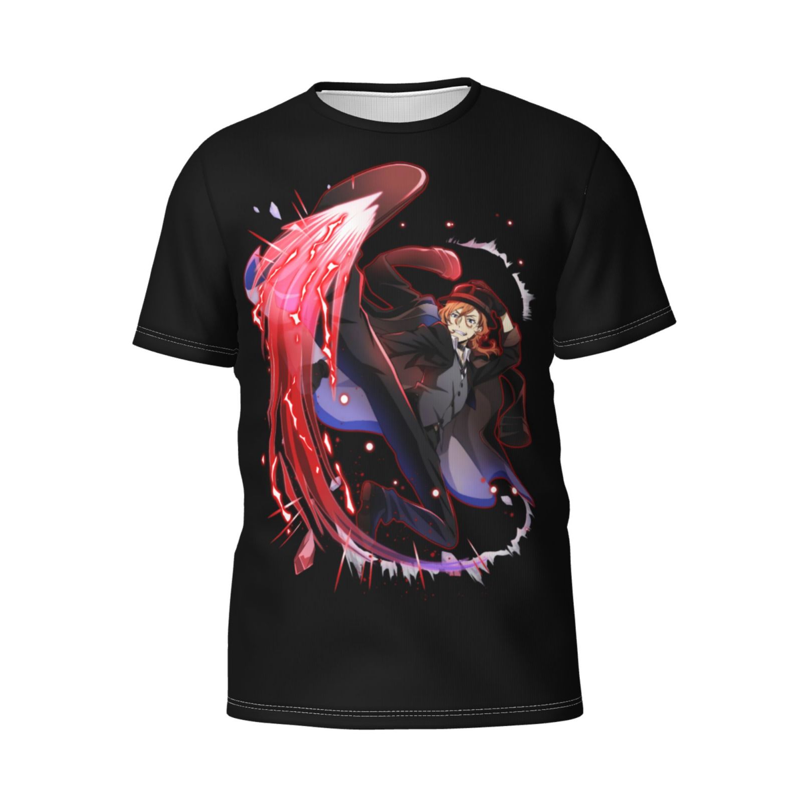 Anime 3d Graphic Mens Womens Short Sleeve Crew T-Shirt Bungou Stray ...