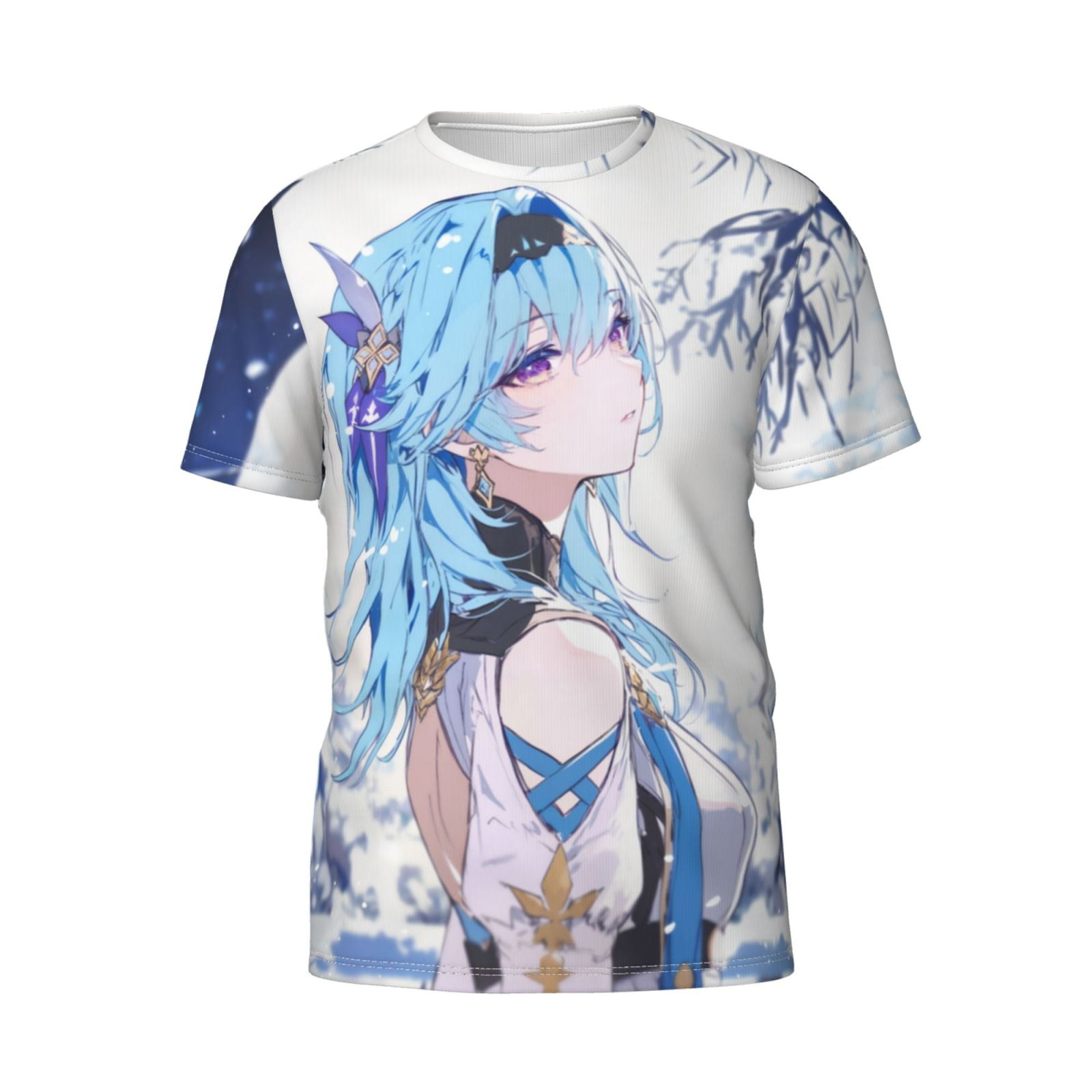 Anime 3d Graphic Mens Womens Short Sleeve Crew T-Shirt Eula Genshin ...