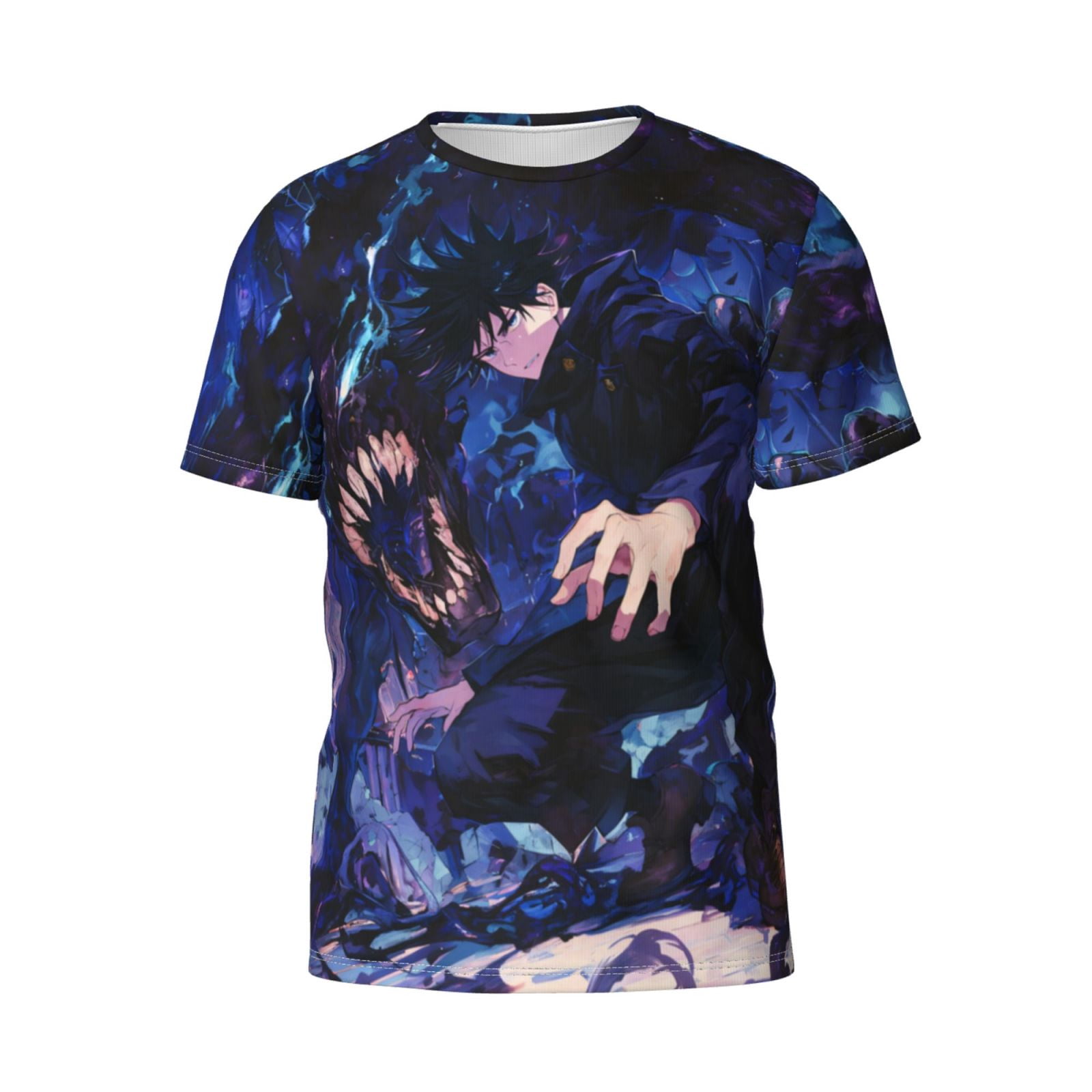 Anime 3d Graphic Mens Womens Short Sleeve Crew T-Shirt Fushiguro Megumi ...