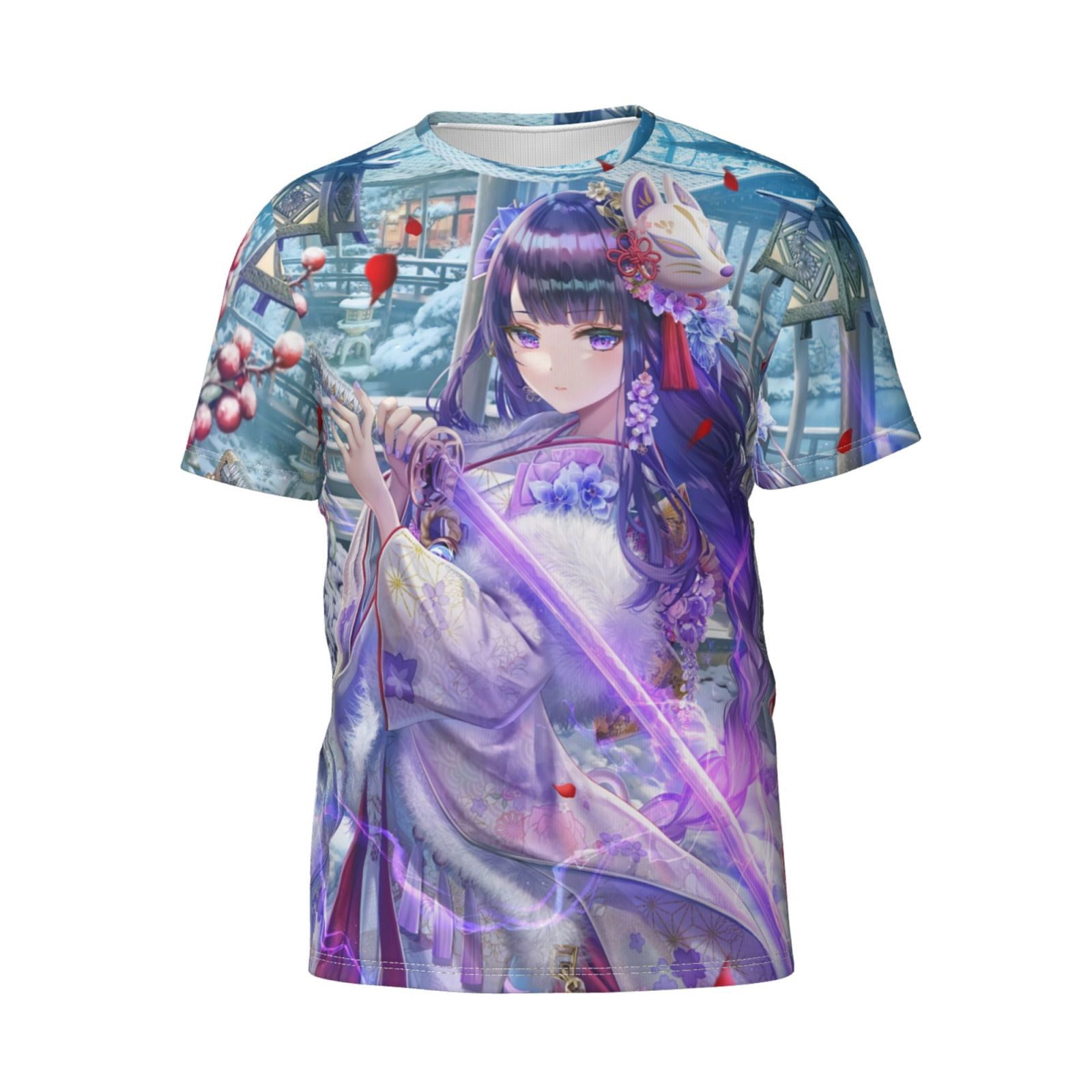 Anime 3d Graphic Mens Womens Short Sleeve Crew T-Shirt Genshin Impact ...