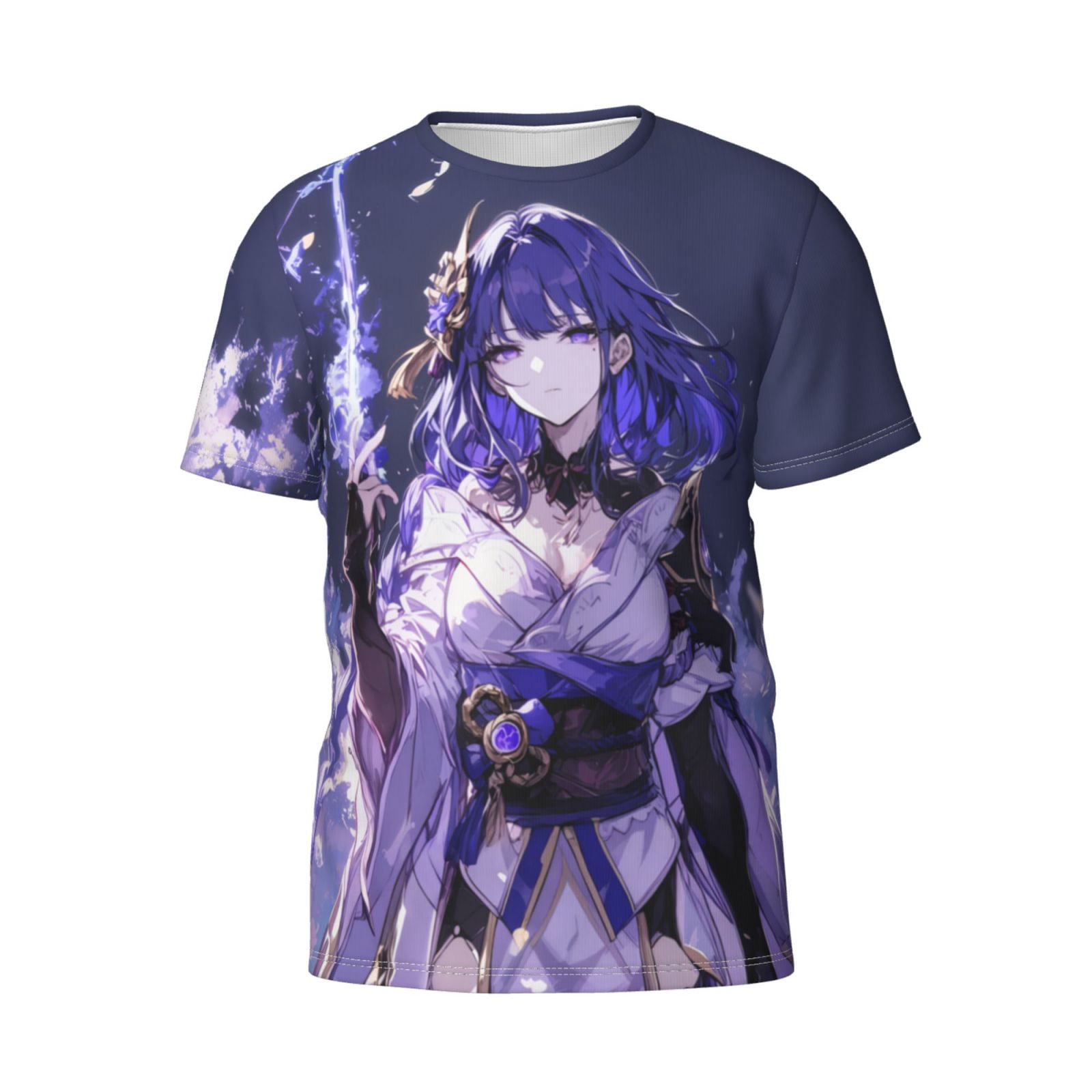 Anime 3d Graphic Mens Womens Short Sleeve Crew T-Shirt Raiden Shogun ...