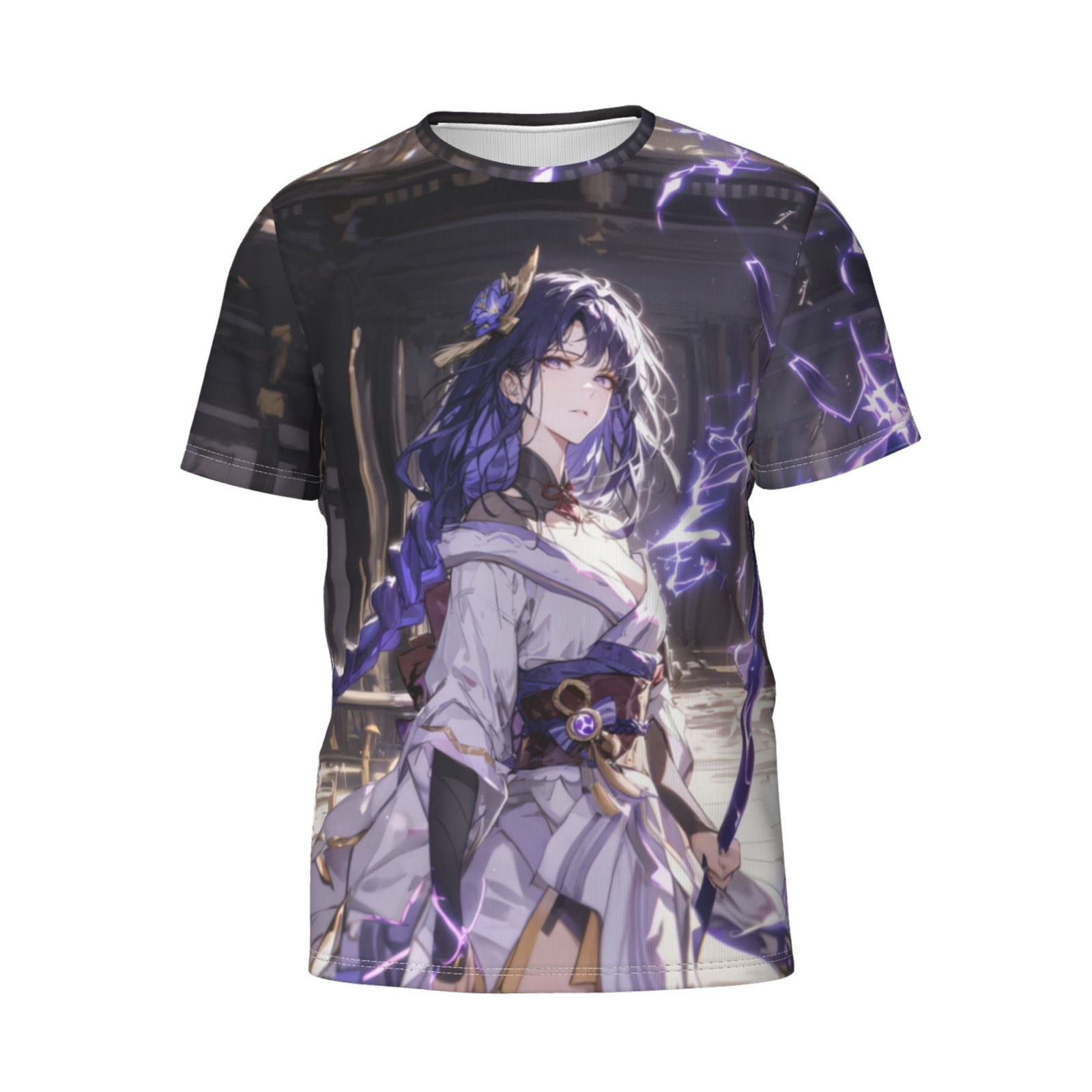 Anime 3d Graphic Mens Womens Short Sleeve Crew T-Shirt Raiden Shogun ...