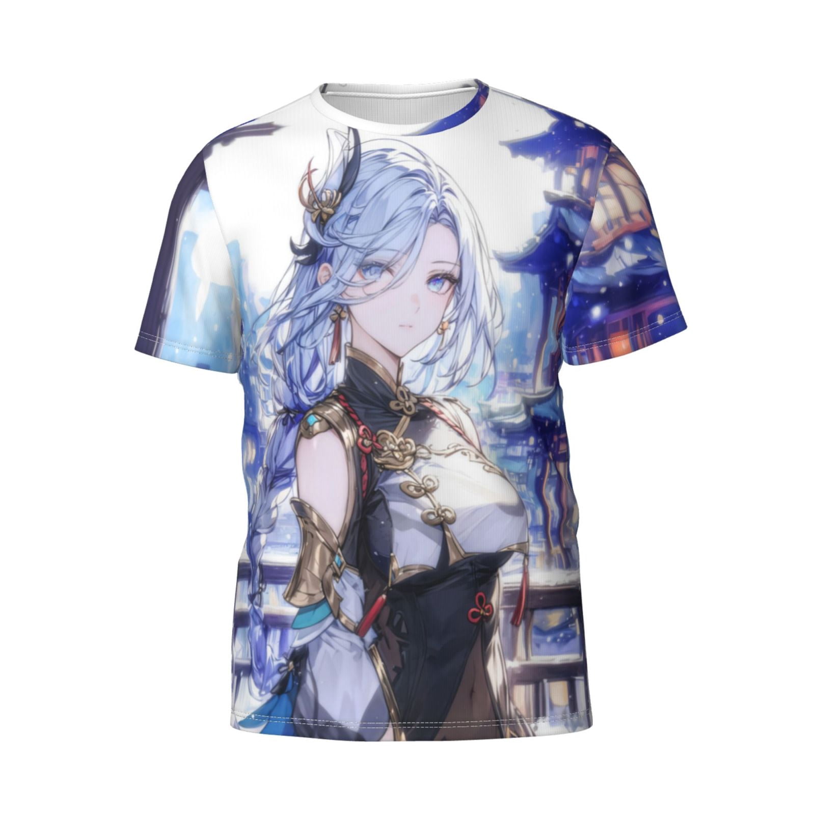 Anime 3d Graphic Mens Womens Short Sleeve Crew T-Shirt Shenhe Genshin ...