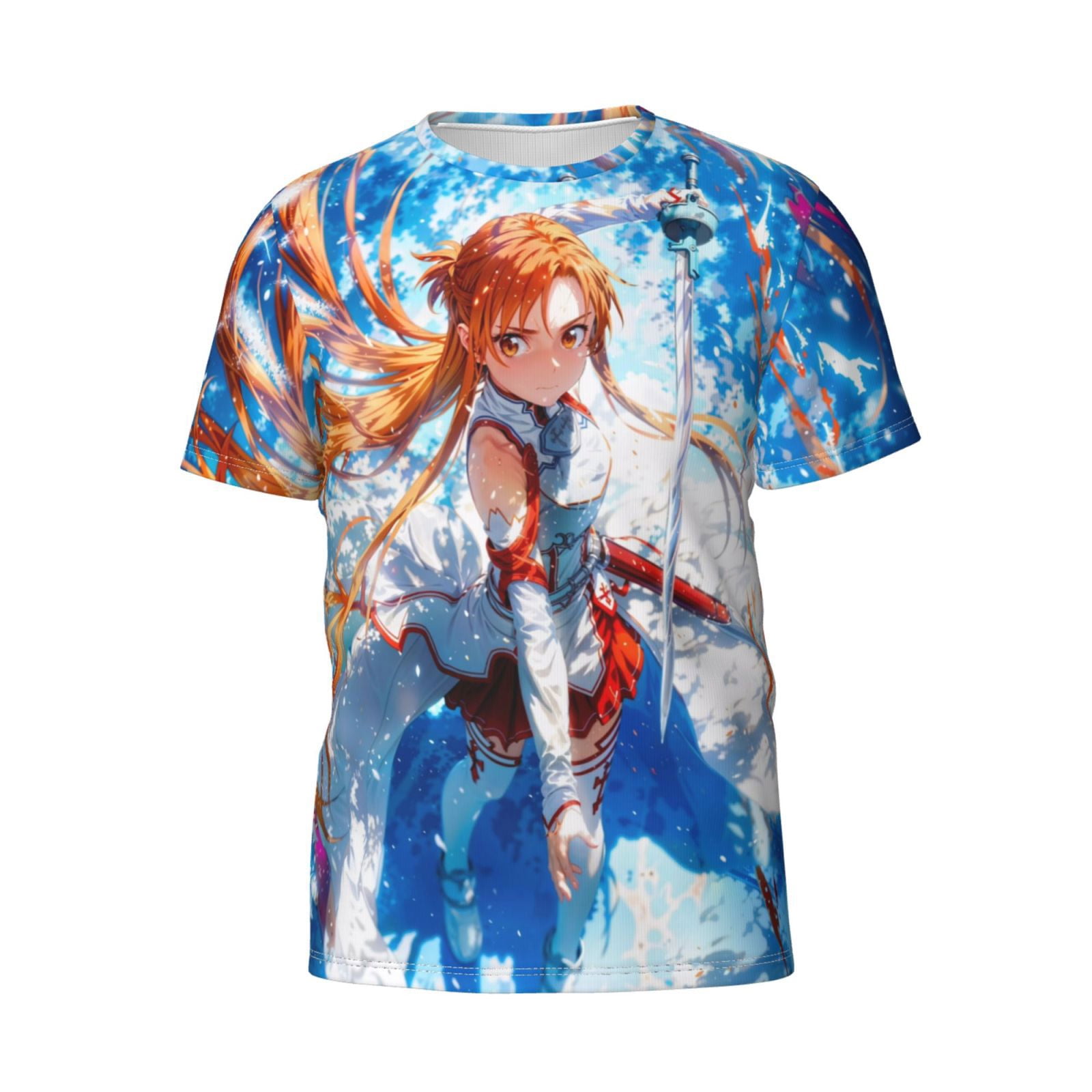 Anime 3d Graphic Mens Womens Short Sleeve Crew T-Shirt Sword Art Online ...