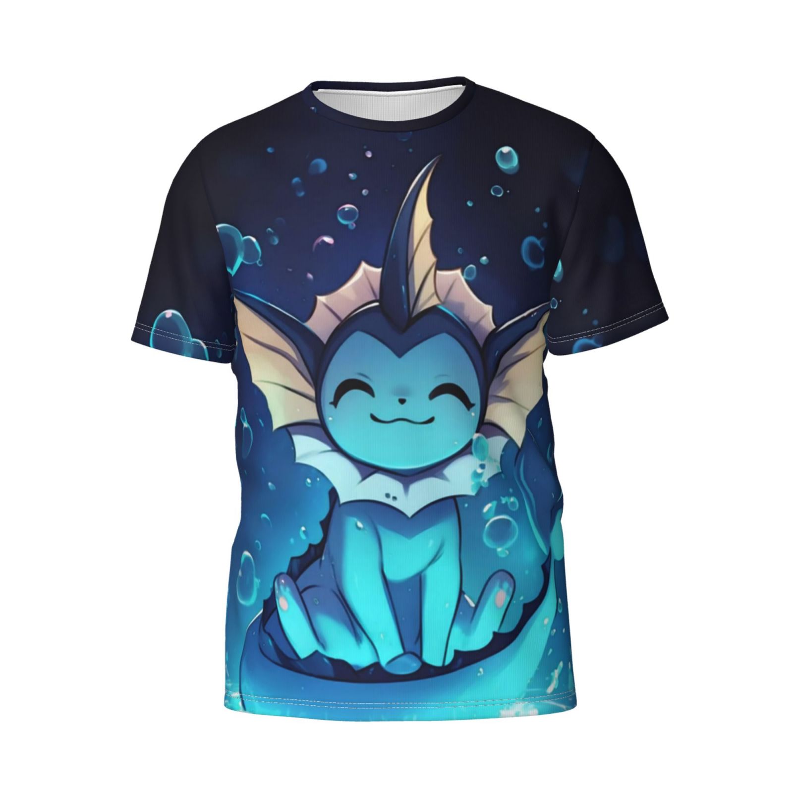 Anime 3d Graphic Mens Womens Short Sleeve Crew T-Shirt Vaporeon Novelty ...