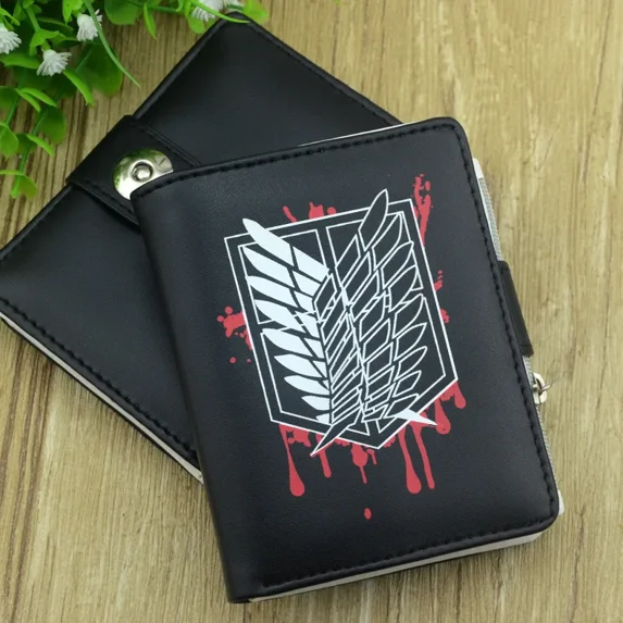 Anime AOT Short Wallet Bifold PU Leather Purse with Coin Pocket for ...