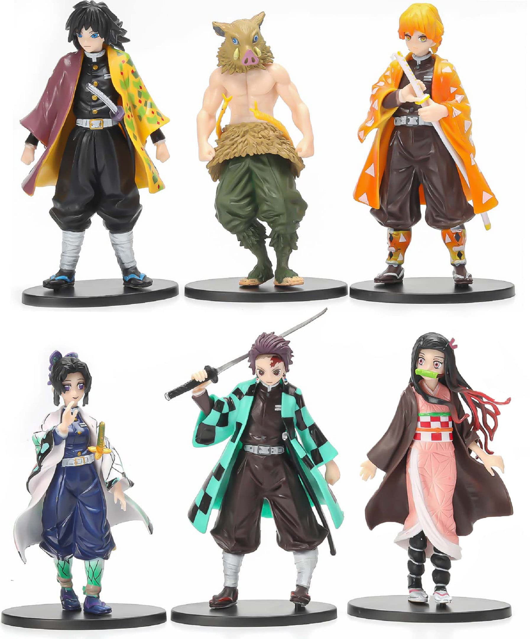 Anime Action Figure 6 Pcs Demon Slayer Tanjirou Nezuko Zenitsu Inosuke Cute Version Figures