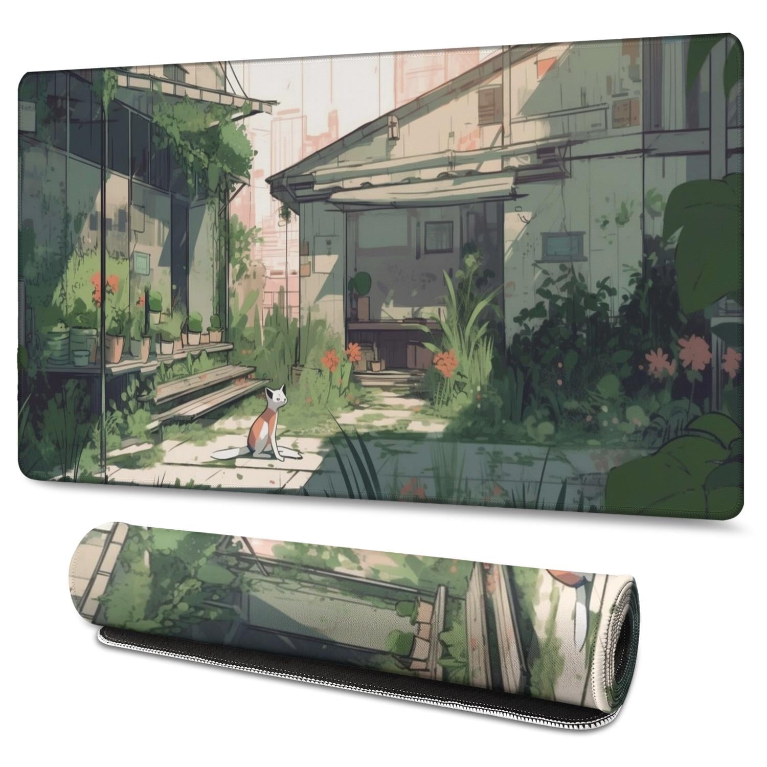Anime Aesthetics Green Garden Gaming Mouse Mat, Rectangle 3XL Extra ...
