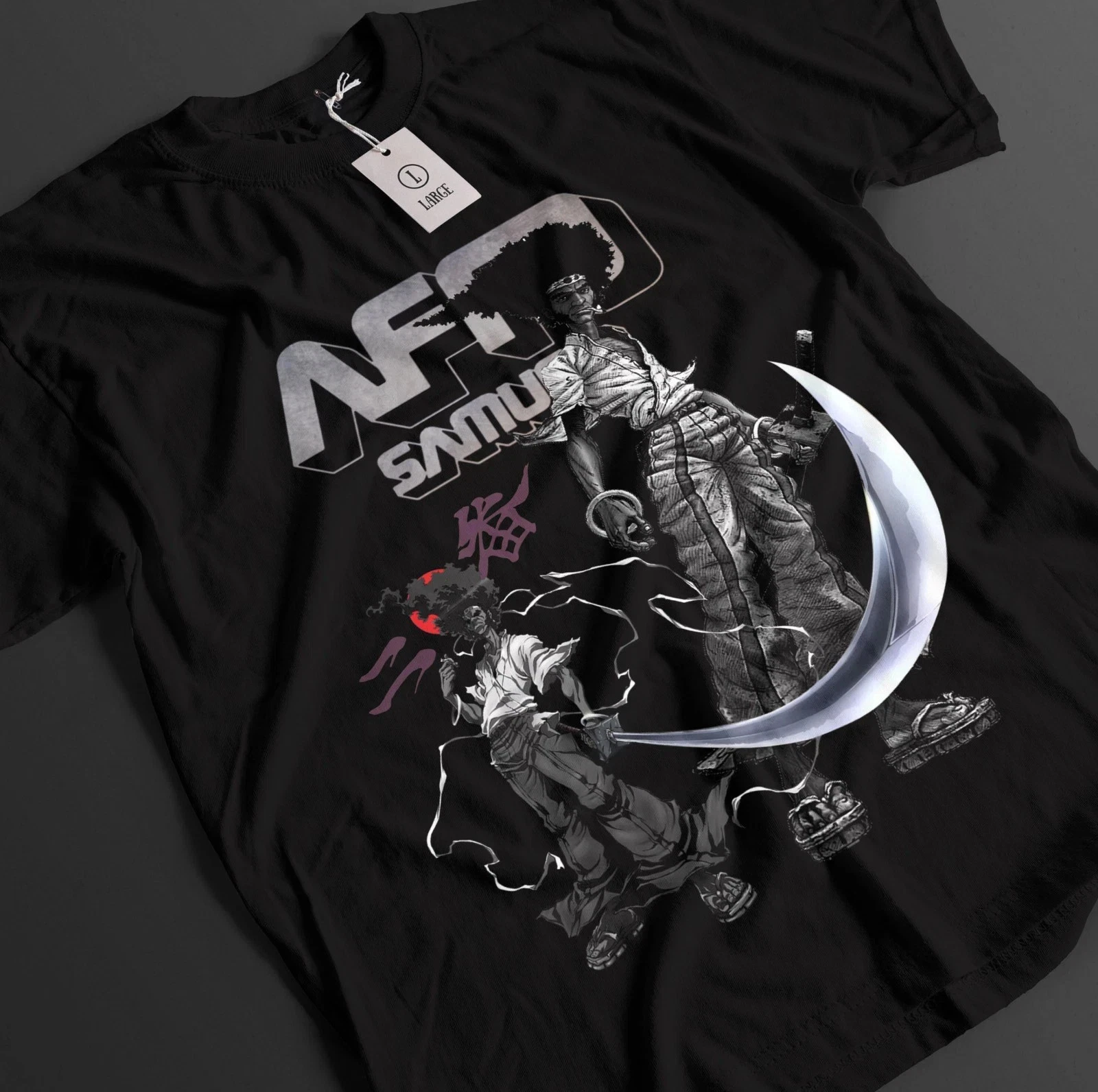 Anime Afro Samurai Rokutaro Ninja Otsuru Sword Black T-Shirt Size S-5XL ...