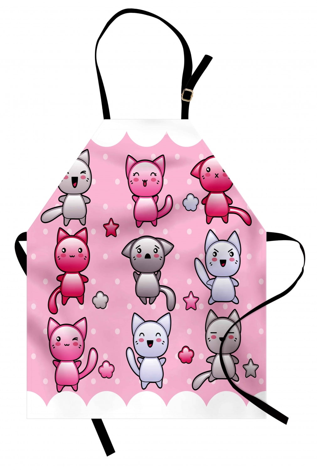 Anime Apron For Kids Cute Kitty Doodles with Emotions Funny Animal ...