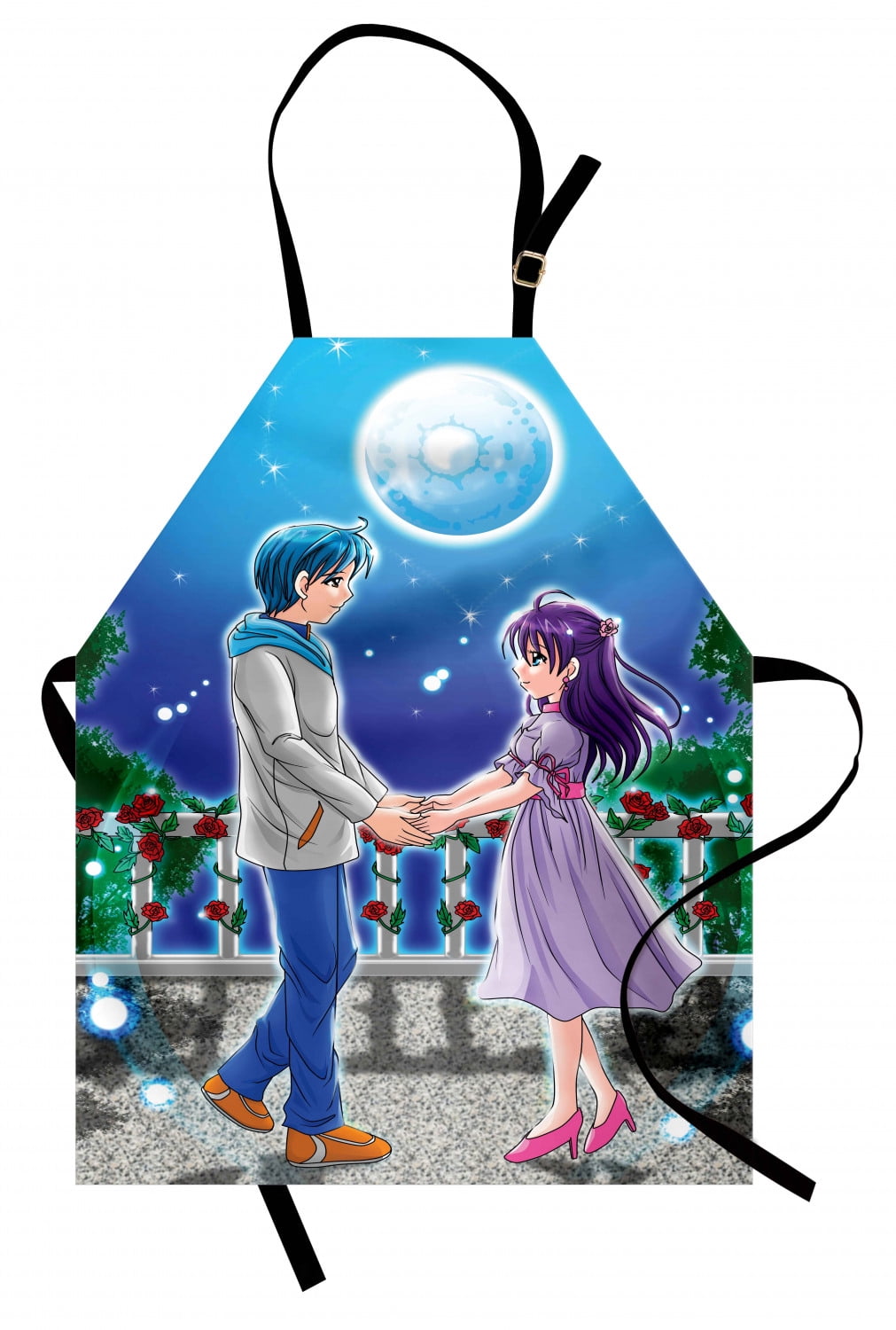 Anime Apron Illustration of Romantic Couple Holding Hands under ...