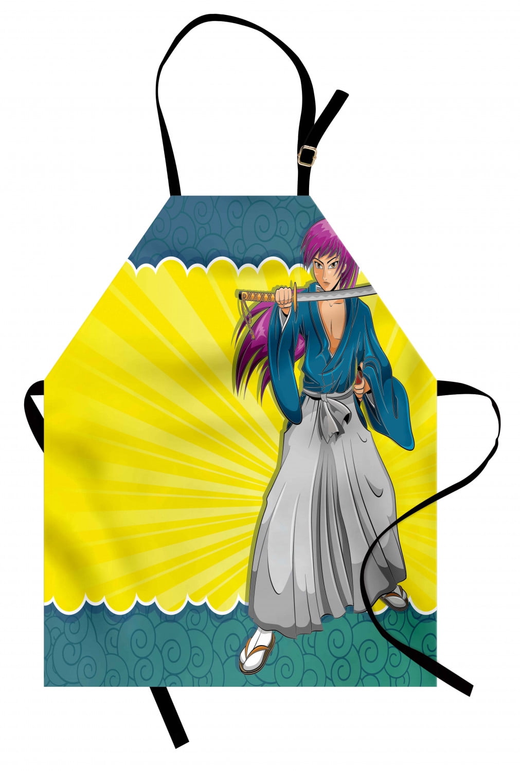Anime Apron Manga Style Girl Samurai Warrior Character on Abstract ...